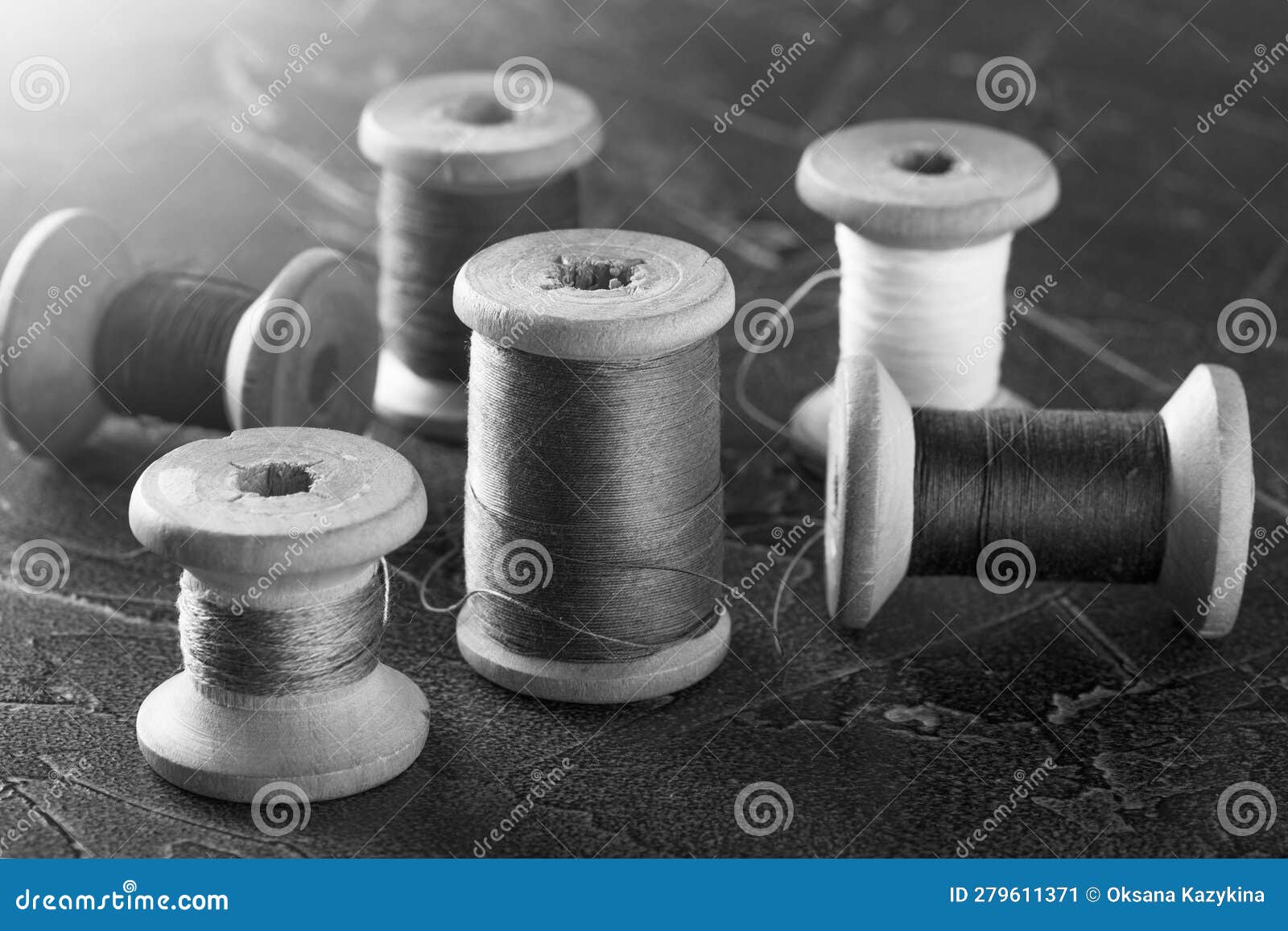 Black and White Sewing Kit. Bobbin Threads Stock Image - Image of line ...
