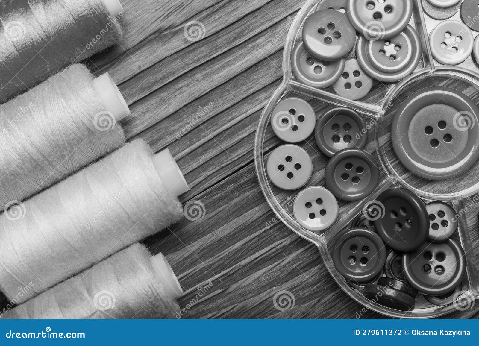 Black and White Sewing Kit. Bobbin Threads Stock Photo - Image of tool ...