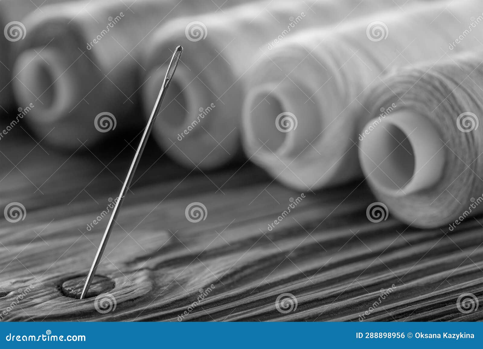 Black and White Sewing Kit. Bobbin Threads. Stock Photo - Image of ...