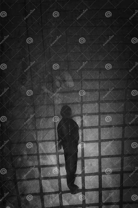 Black and White of Shadow Man in Cage Stock Photo - Image of wallpaper ...