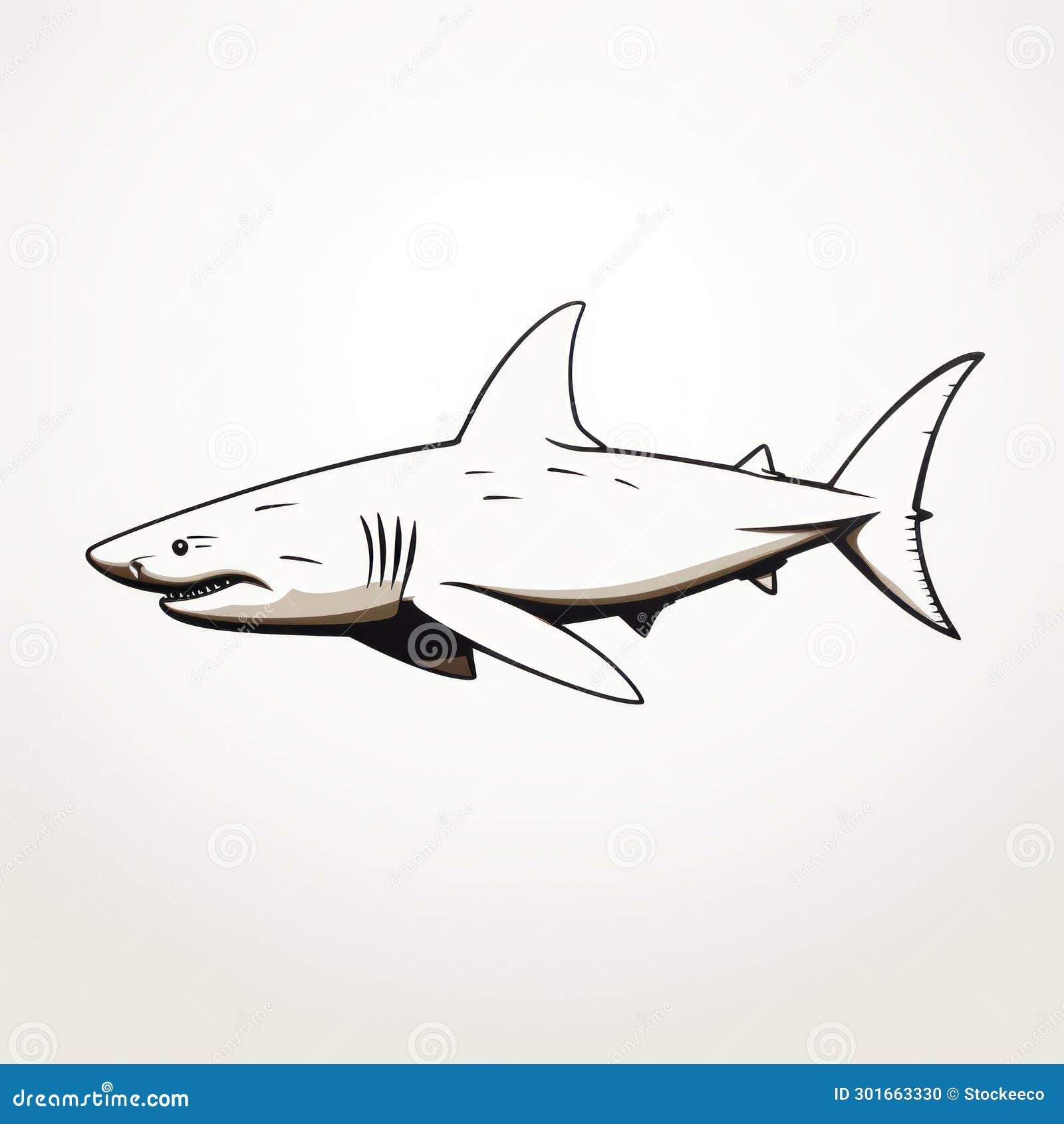 Black and White Shark Illustration with Linear Perspective Stock Photo ...