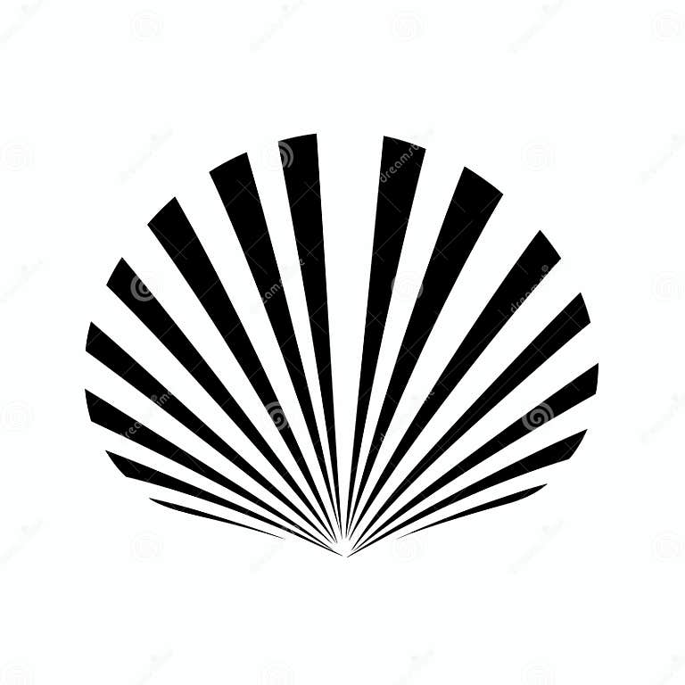 Black and White Shell Design with Radiating Lines and Striking ...