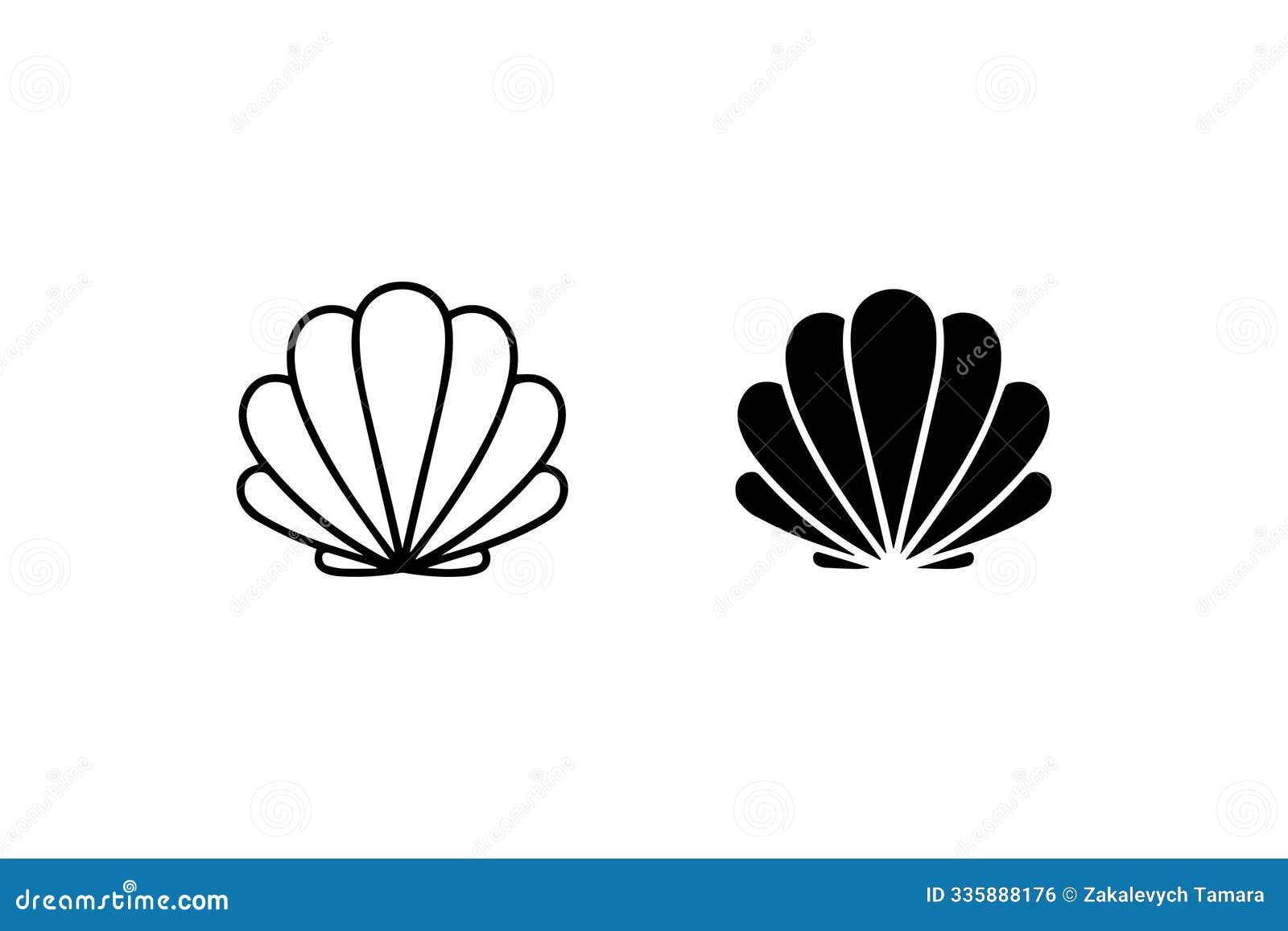 Black and White Shell. Vector Icon Stock Illustration - Illustration of ...