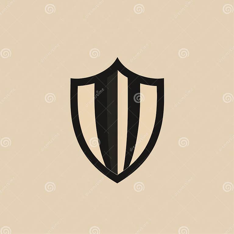 Black and White Shield Design with Vertical Stripes Against a Beige ...