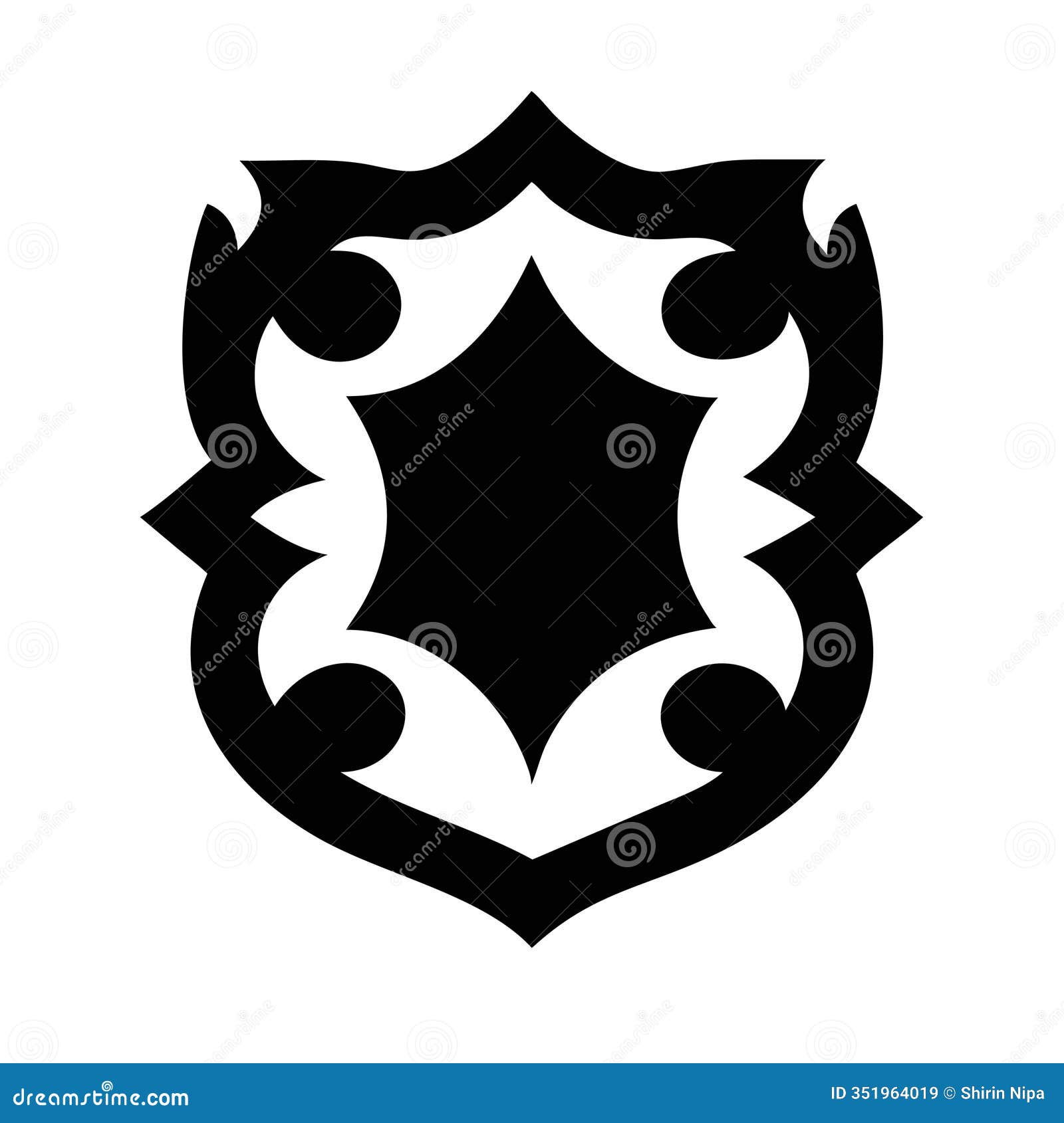 A Black and White Shield with Ornate Design Stock Vector - Illustration ...