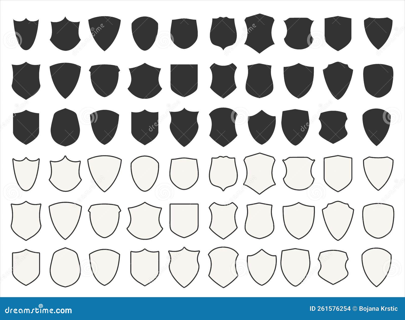 Black and White Shield Retro Design Vector Illustration Collection ...