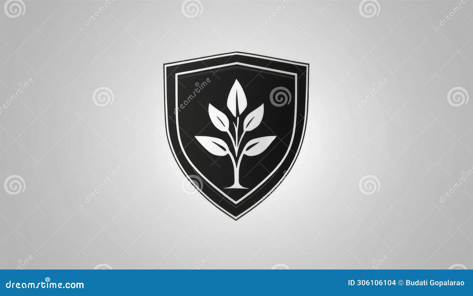 A Black and White Shield with a Tree Design Stock Illustration ...