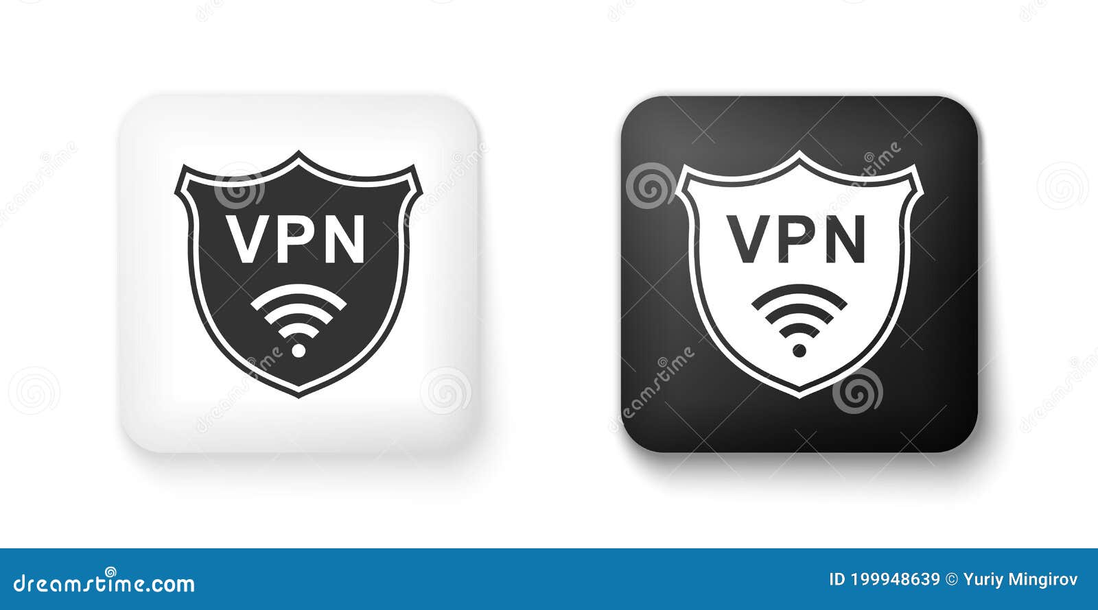 Black and White Shield with VPN and WiFi Wireless Internet Network Icon ...