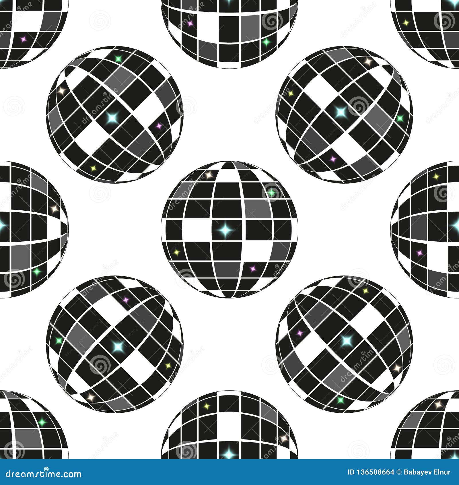 Black White Shiny Disco Seamless Patterns for Nightclub Design Eps 10 ...