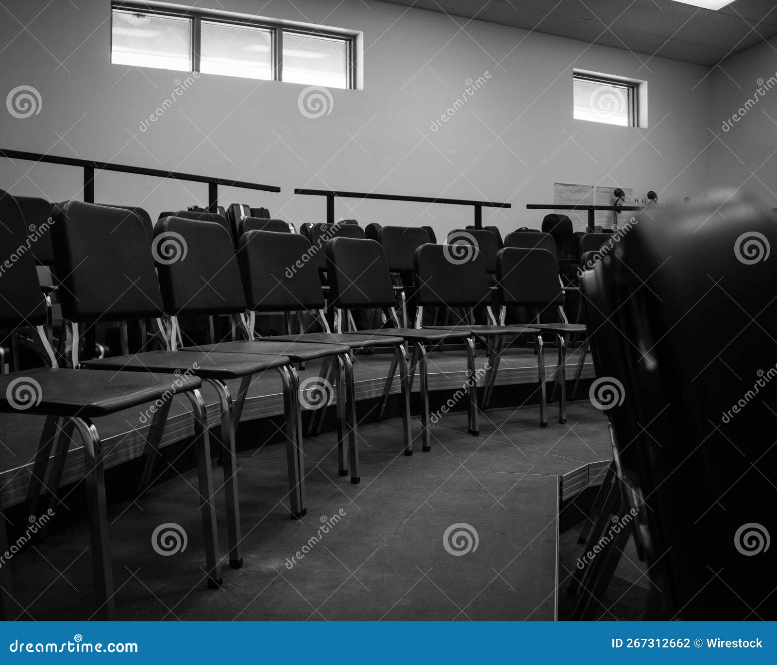 Classroom With Chairs And The Hexagonal Child-friendly Table Royalty ...