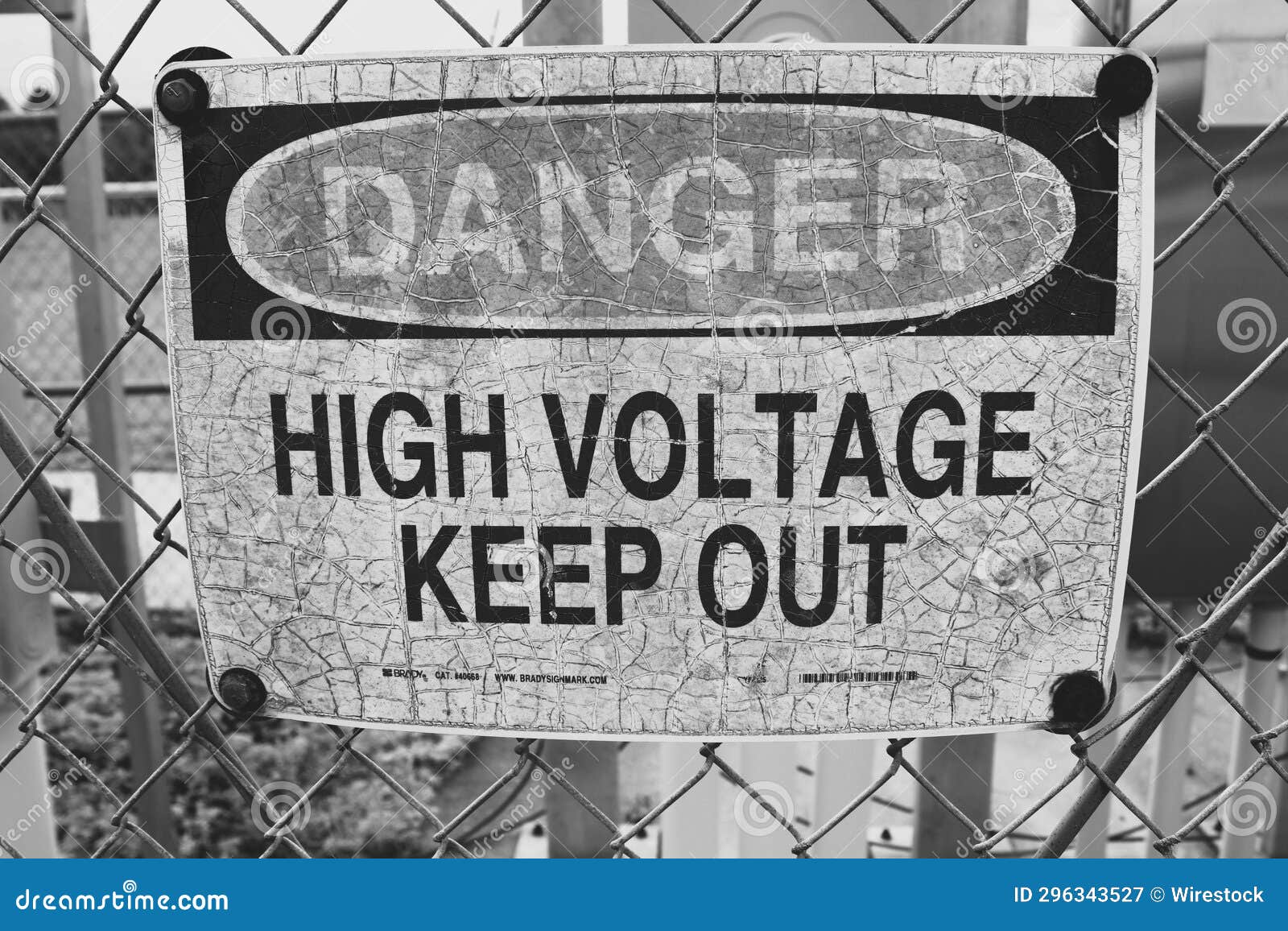 Black-and-white Shot of a Dangerous High-voltage Sign. Stock Image ...