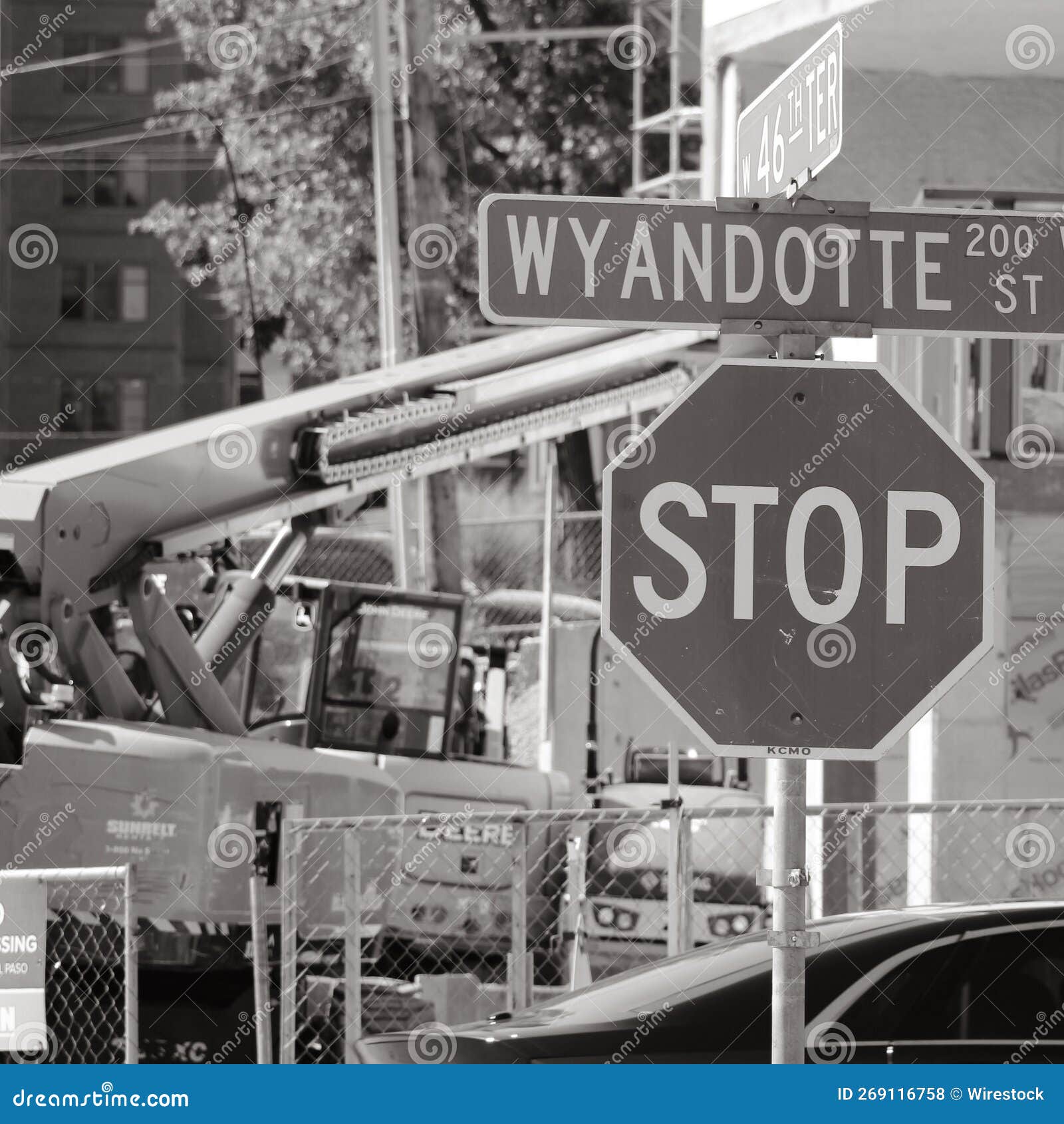 Black and White Shot of Traffic Signs on the Sidewalk Stock Photo ...