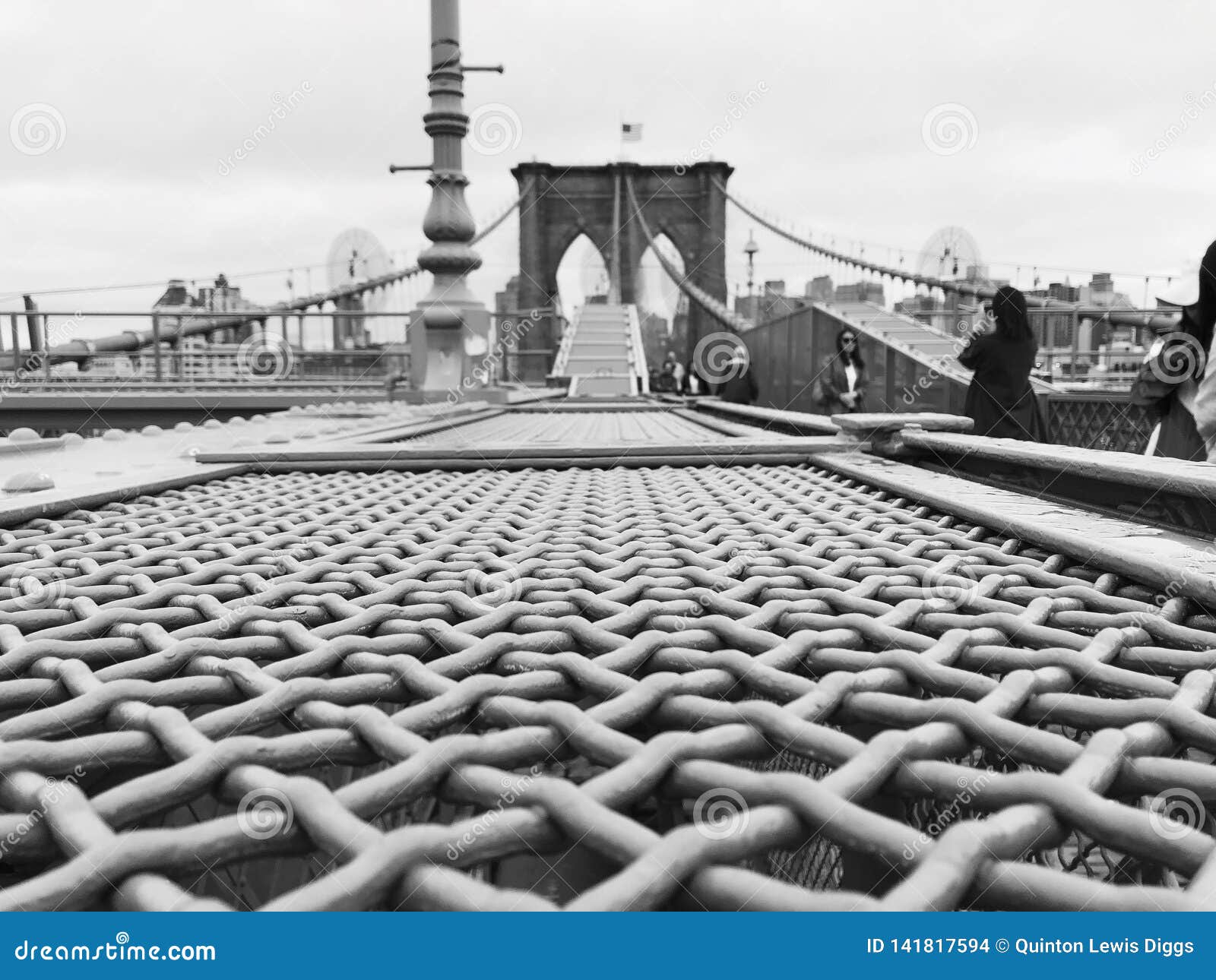 Black and White Side Profile of Brooklyn Bridge Stock Photo - Image of ...