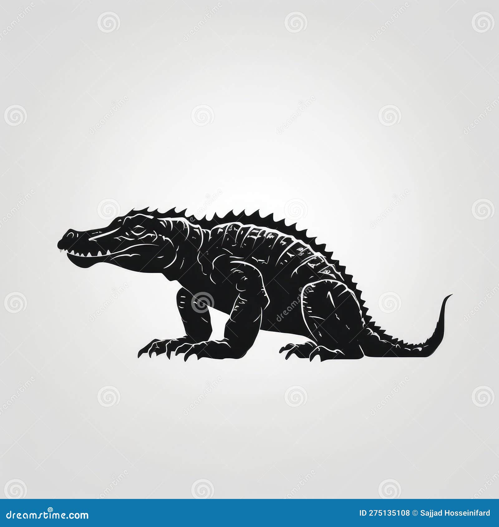 Alligator Front View Silhouette Stock Illustration - Illustration of ...