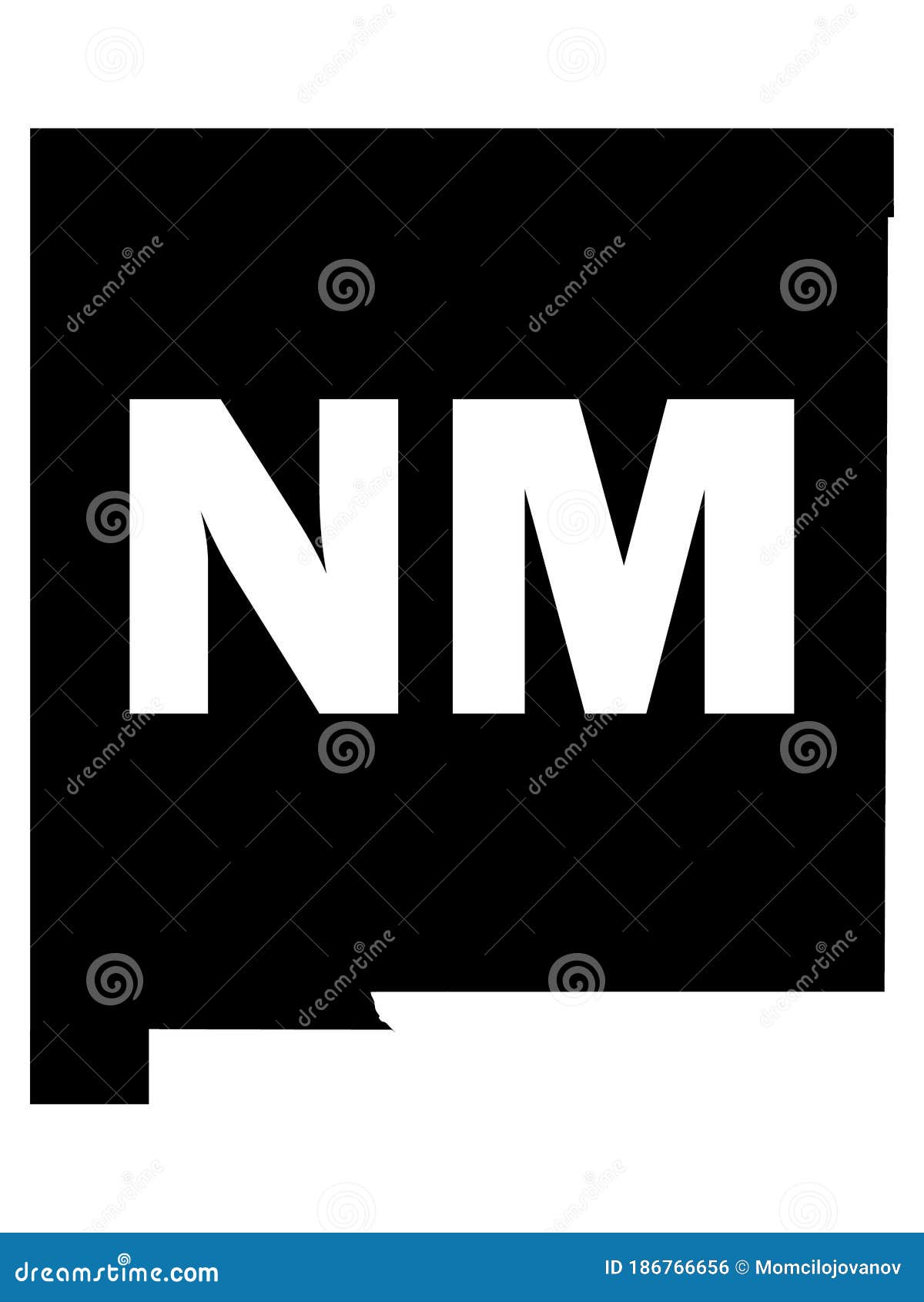 Black Map of New Mexico with Postal Code Abbreviation Stock Vector ...