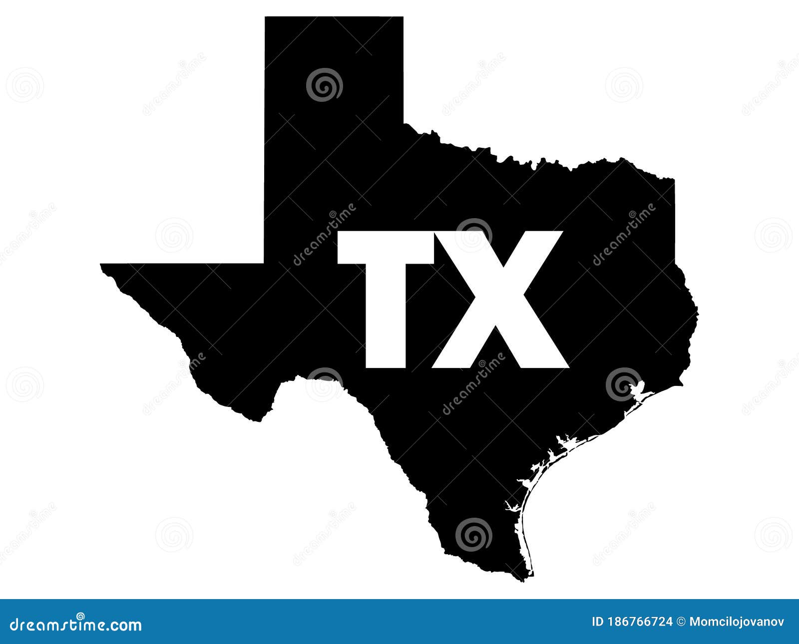 Black Map of Texas with Postal Code Abbreviation Stock Vector ...
