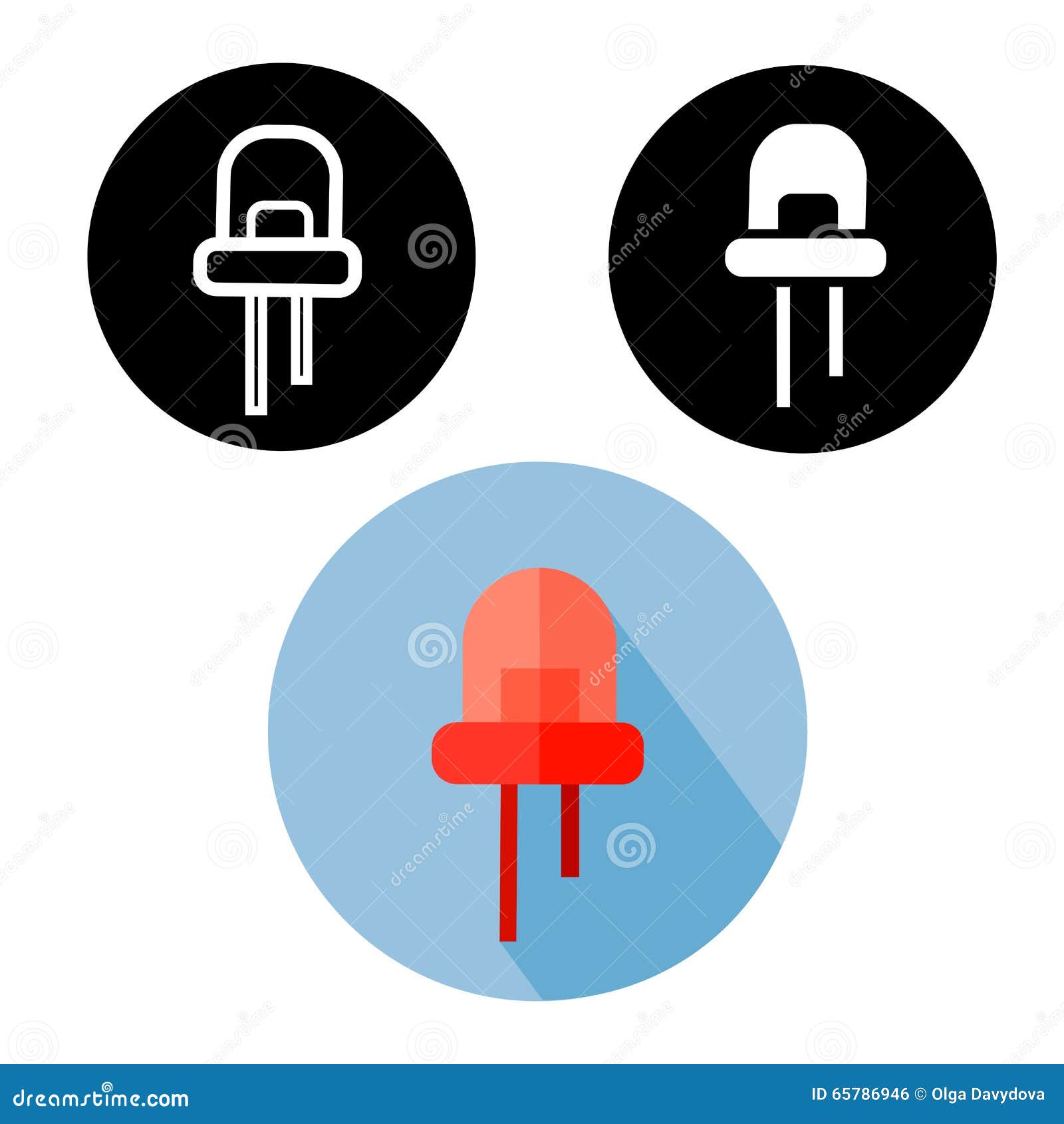 Black, White Silhouette and Red Flat Infrared LED Easy Editable Icons ...