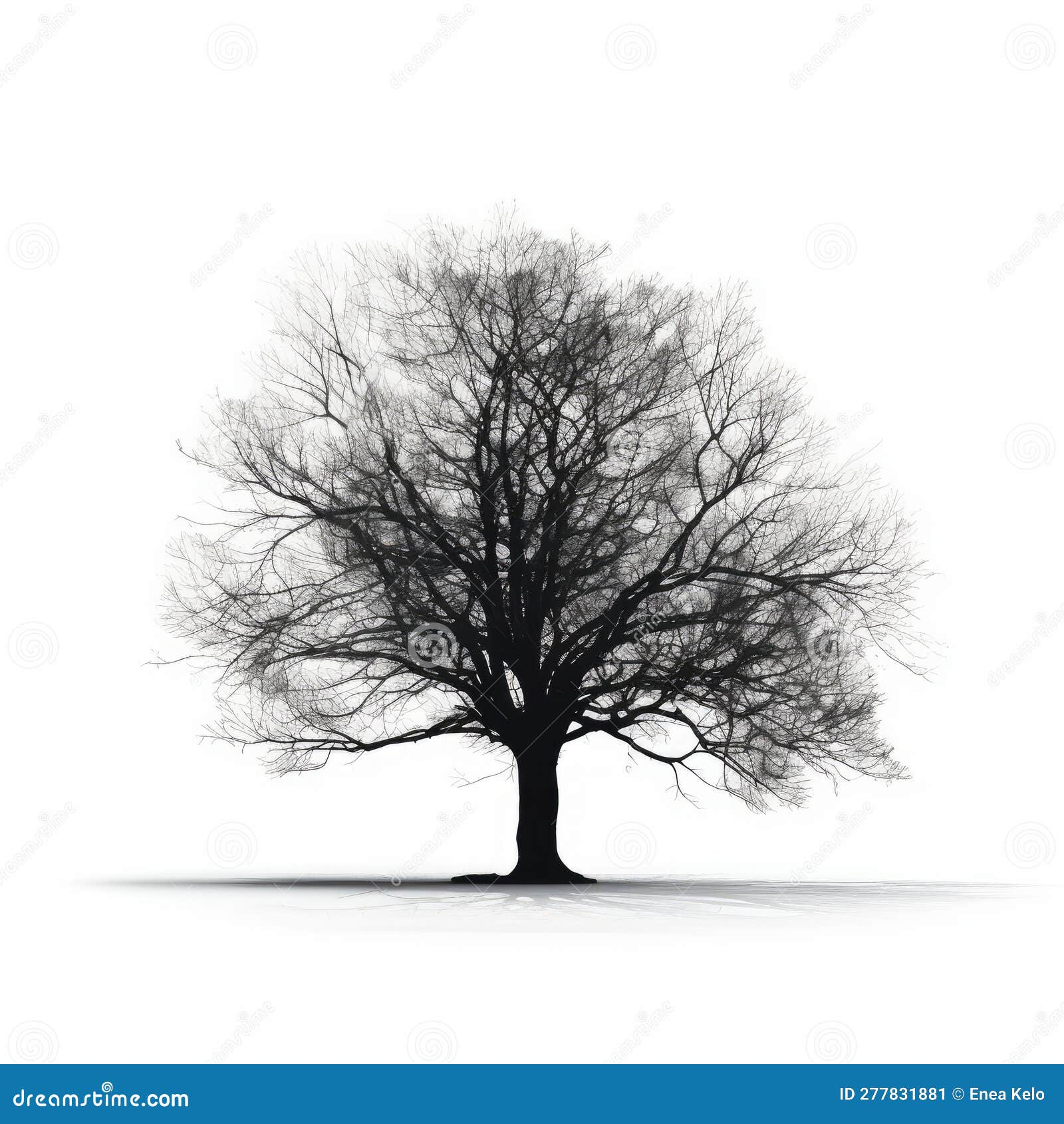 Black and White Silhouette Tree, in the Style of Realistic Brushwork ...