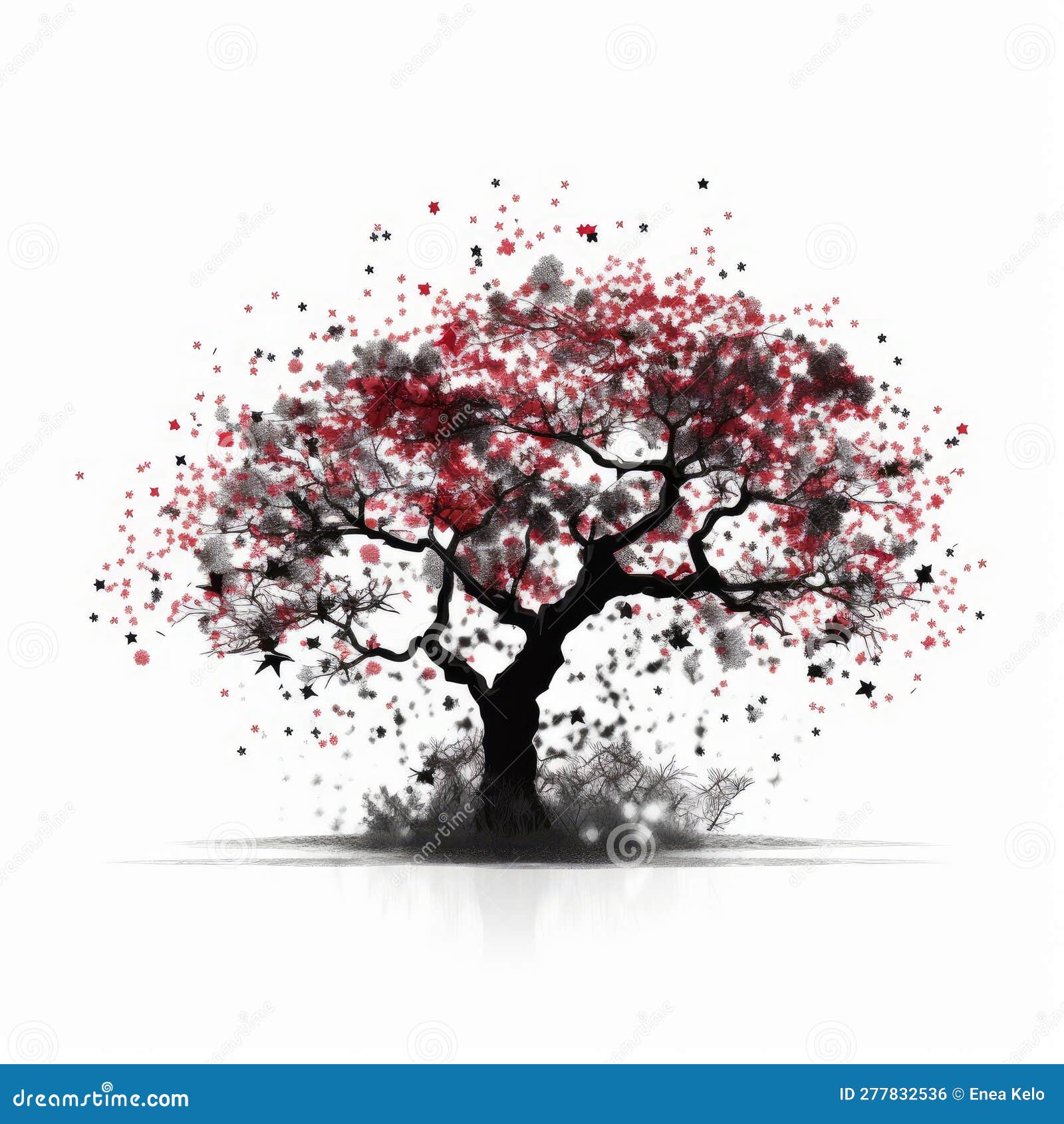 Black and White Silhouette Tree, in the Style of Realistic Brushwork ...