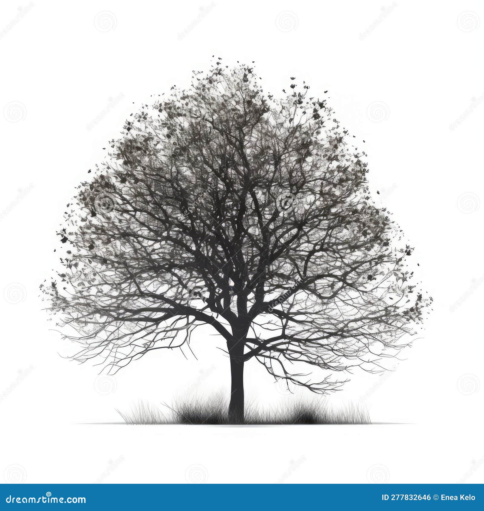 Black and White Silhouette Tree, in the Style of Realistic Brushwork ...