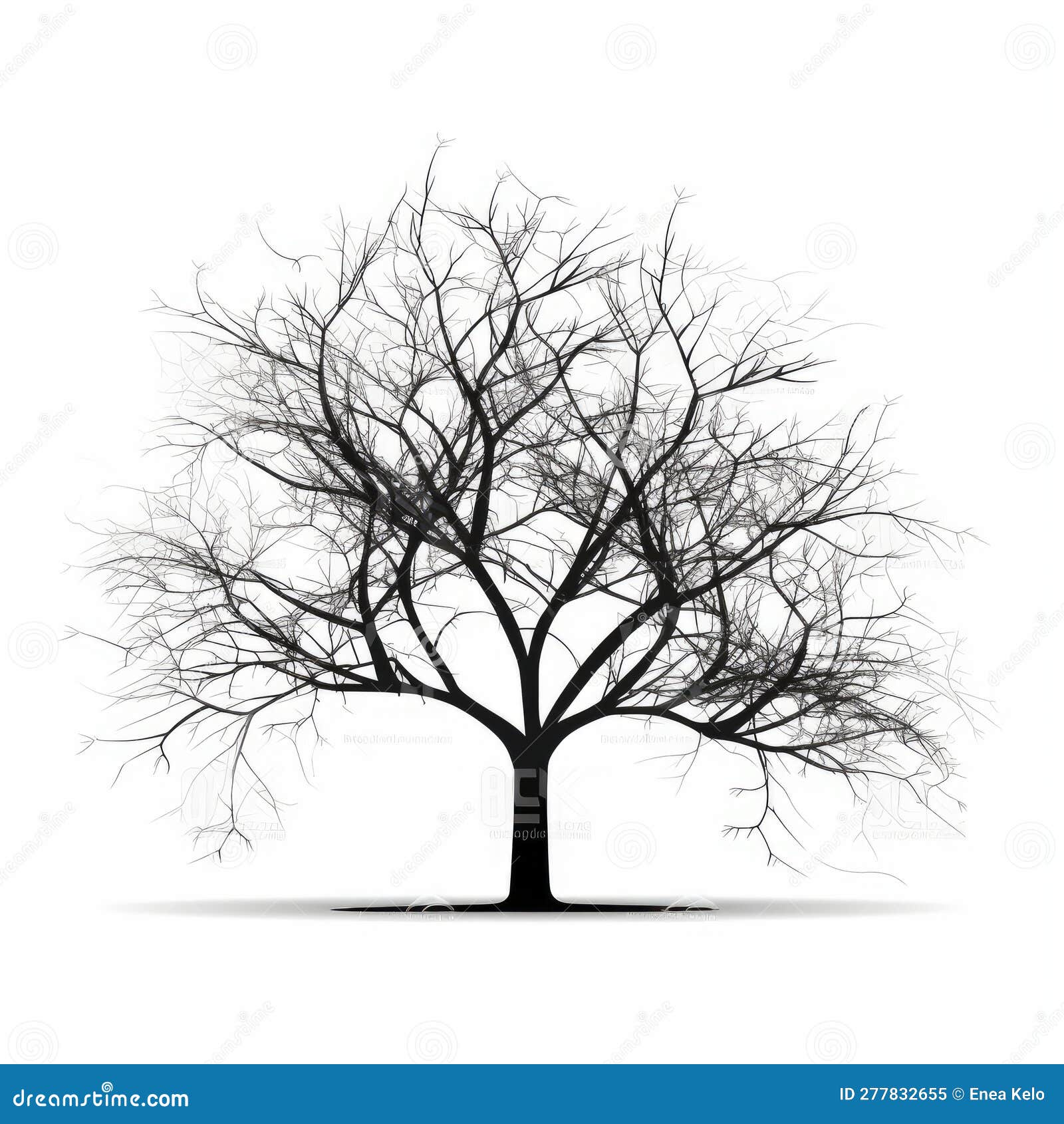 Black and White Silhouette Tree, in the Style of Realistic Brushwork ...