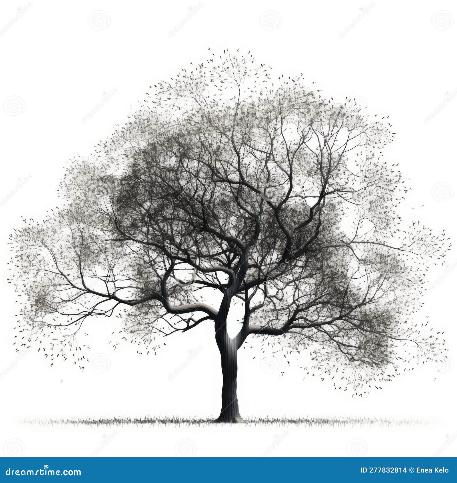 Black and White Silhouette Tree, in the Style of Realistic Brushwork ...