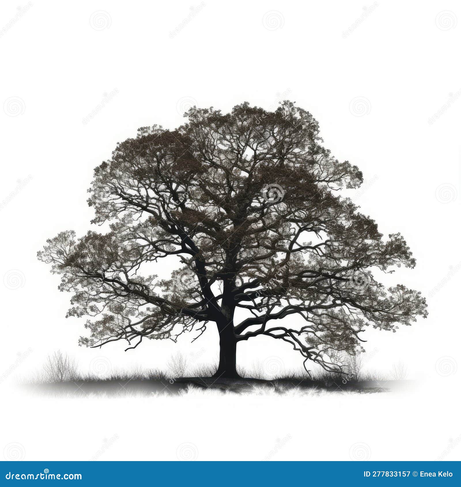 Black and White Silhouette Tree, in the Style of Realistic Brushwork ...