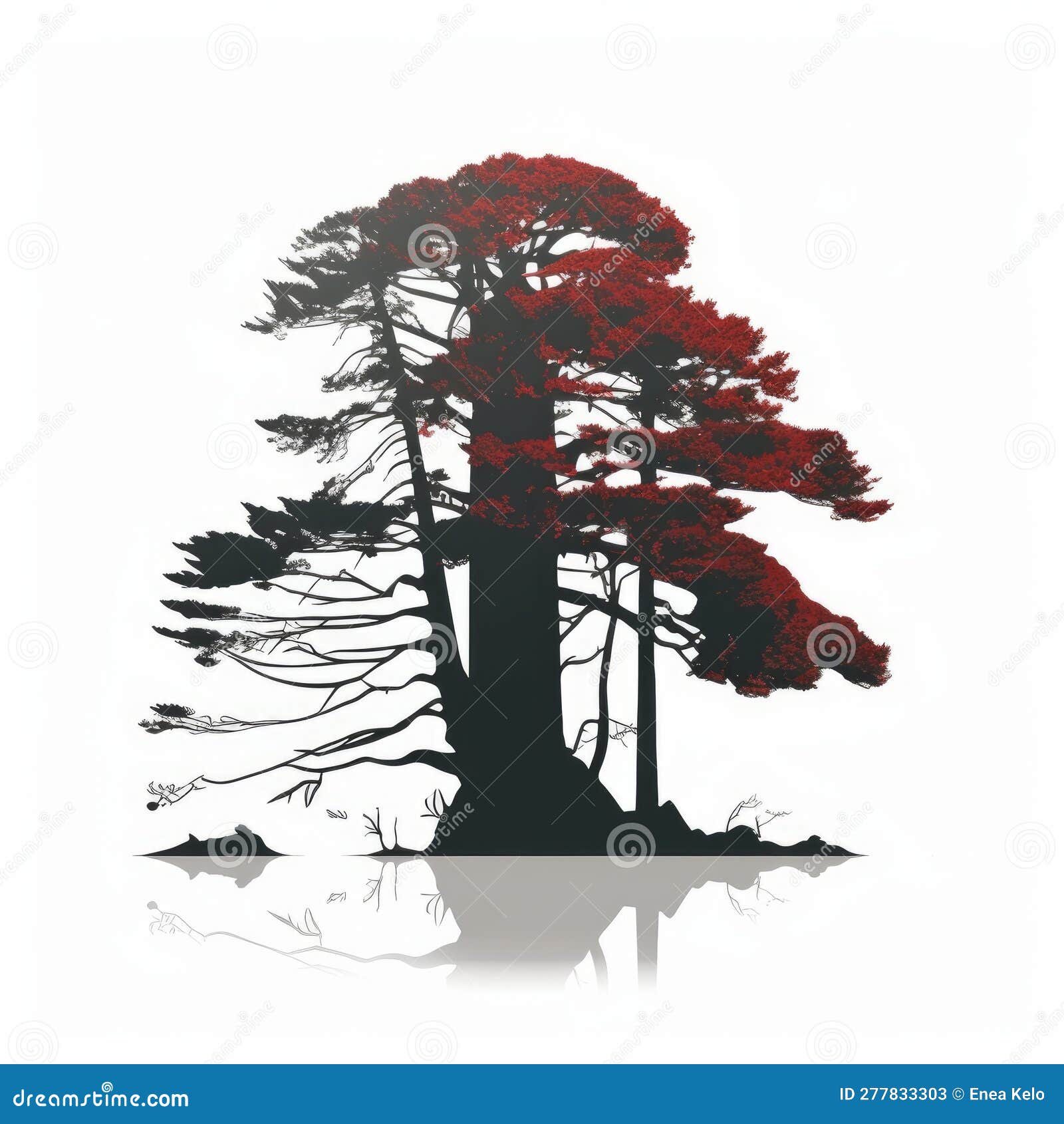 Black and White Silhouette Tree, in the Style of Realistic Brushwork ...