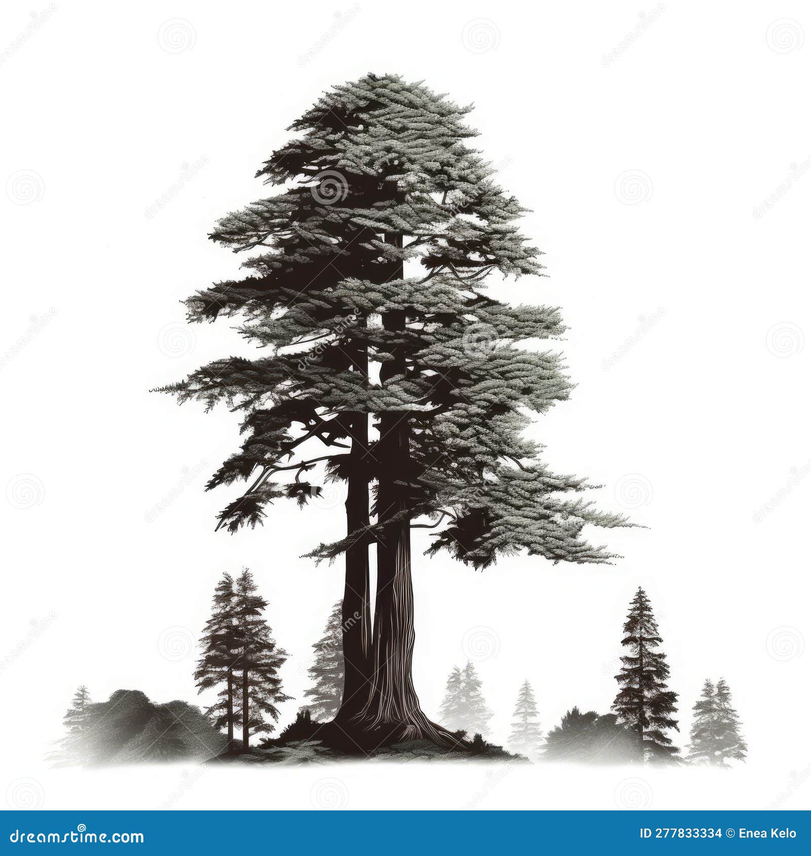 Black and White Silhouette Tree, in the Style of Realistic Brushwork ...