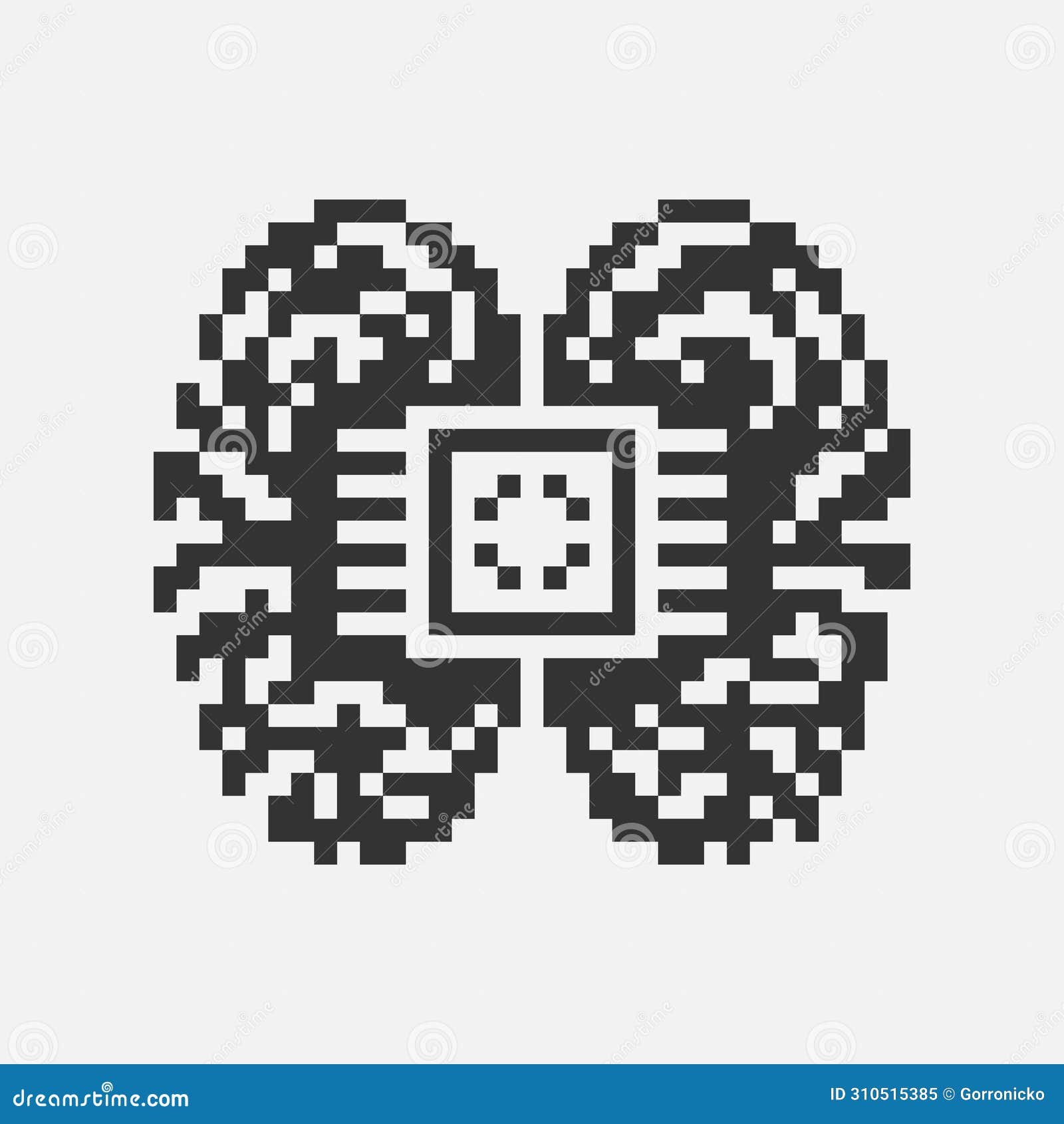 Black and White Simple 1bit Pixel Art Artificial Intelligence Icon ...
