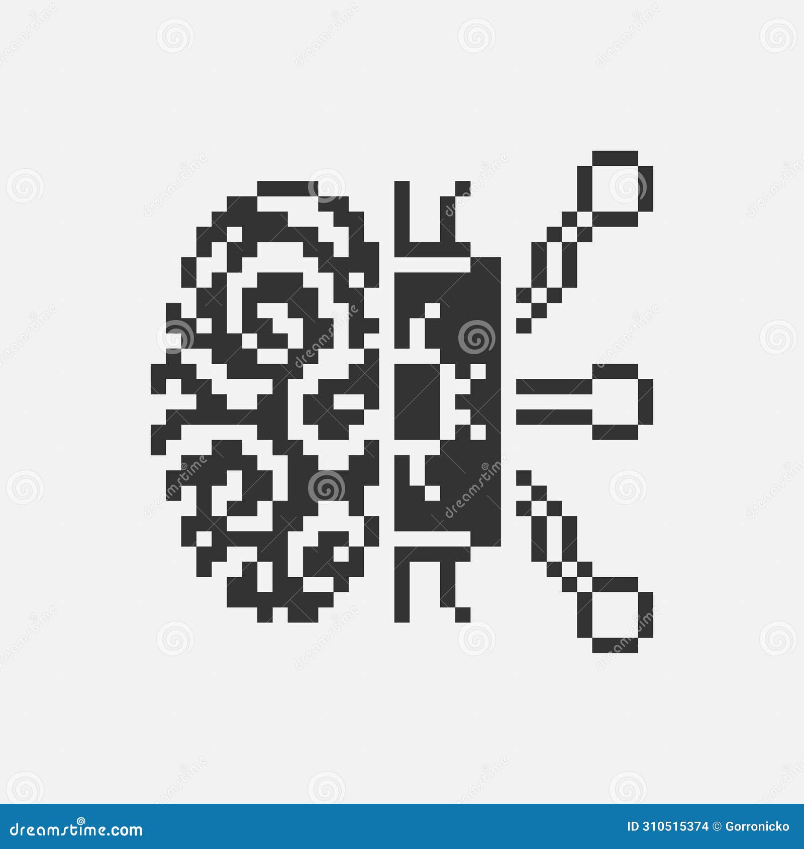 Black and White Simple 1bit Pixel Art Artificial Intelligence Icon ...