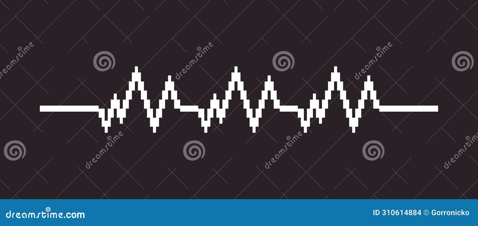 Black and White Simple 1bit Vector Pixel Art of Heartbeat Cardiogram ...