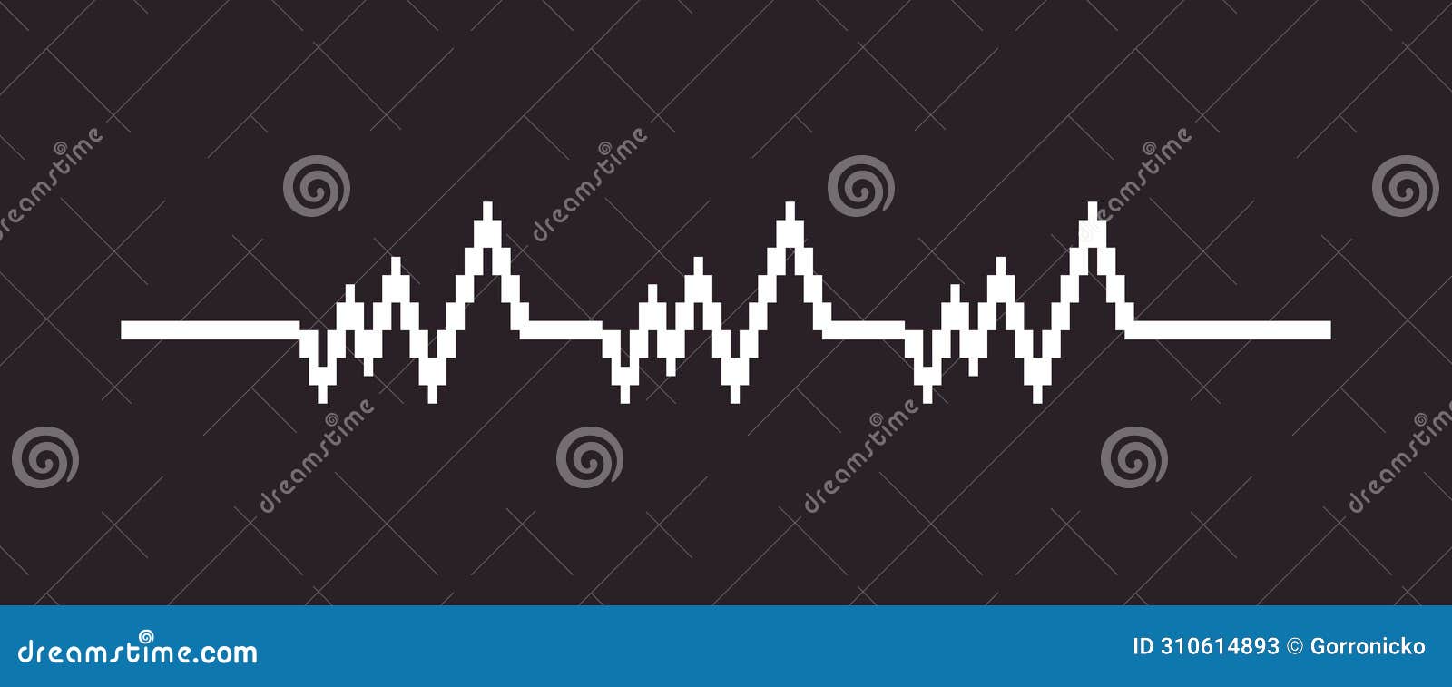 Black and White Simple 1bit Vector Pixel Art of Heartbeat Cardiogram ...