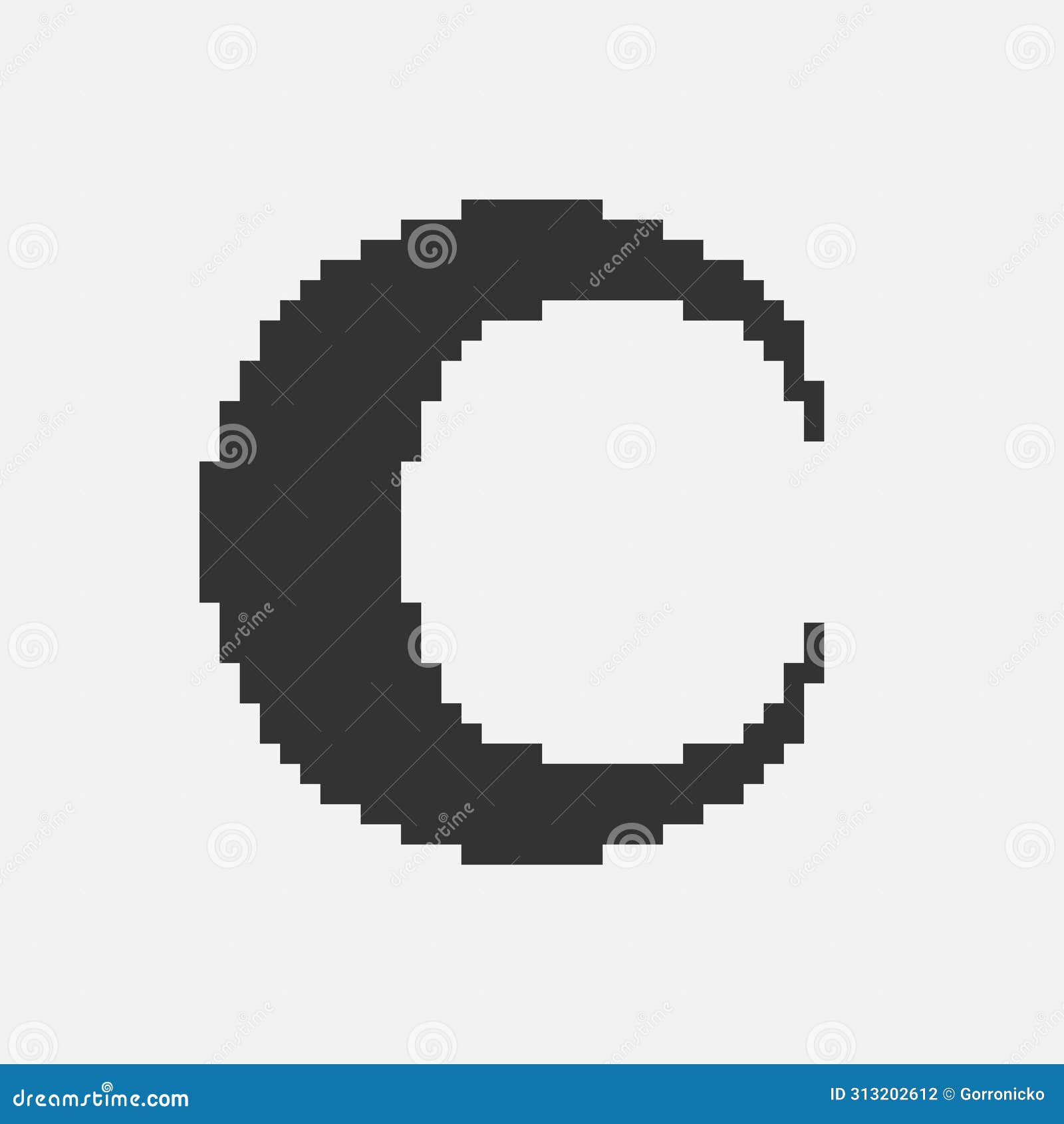 Black and White Simple 1bit Vector Pixel Art Icon of Crescent Moon ...