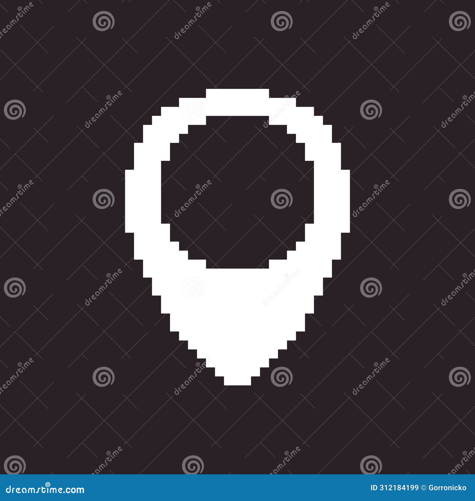 Black and White Simple 1bit Vector Pixel Art Icon of Geolocation Map ...