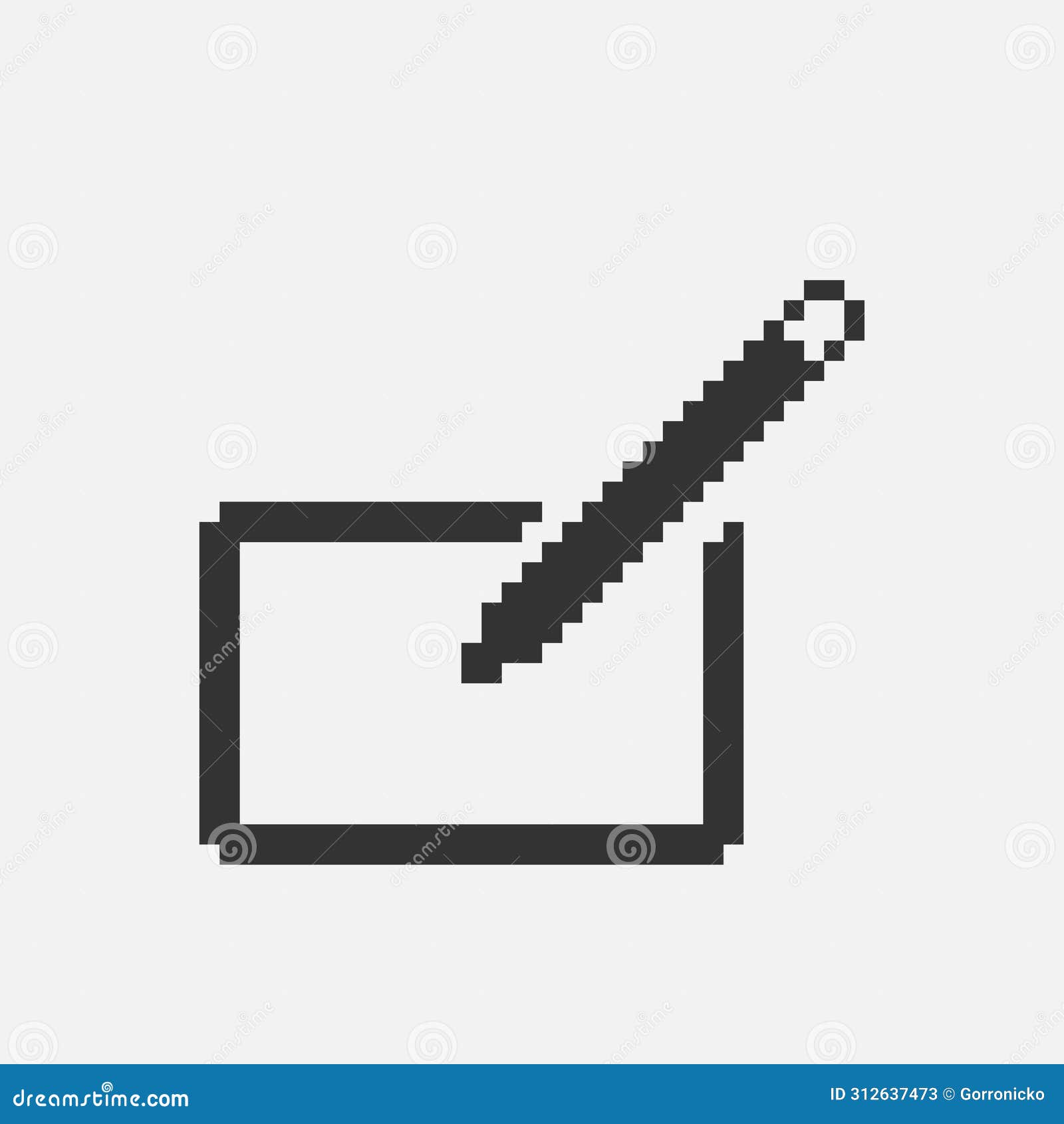 Black and White Simple 1bit Vector Pixel Art Icon of Pencil or Pen on ...