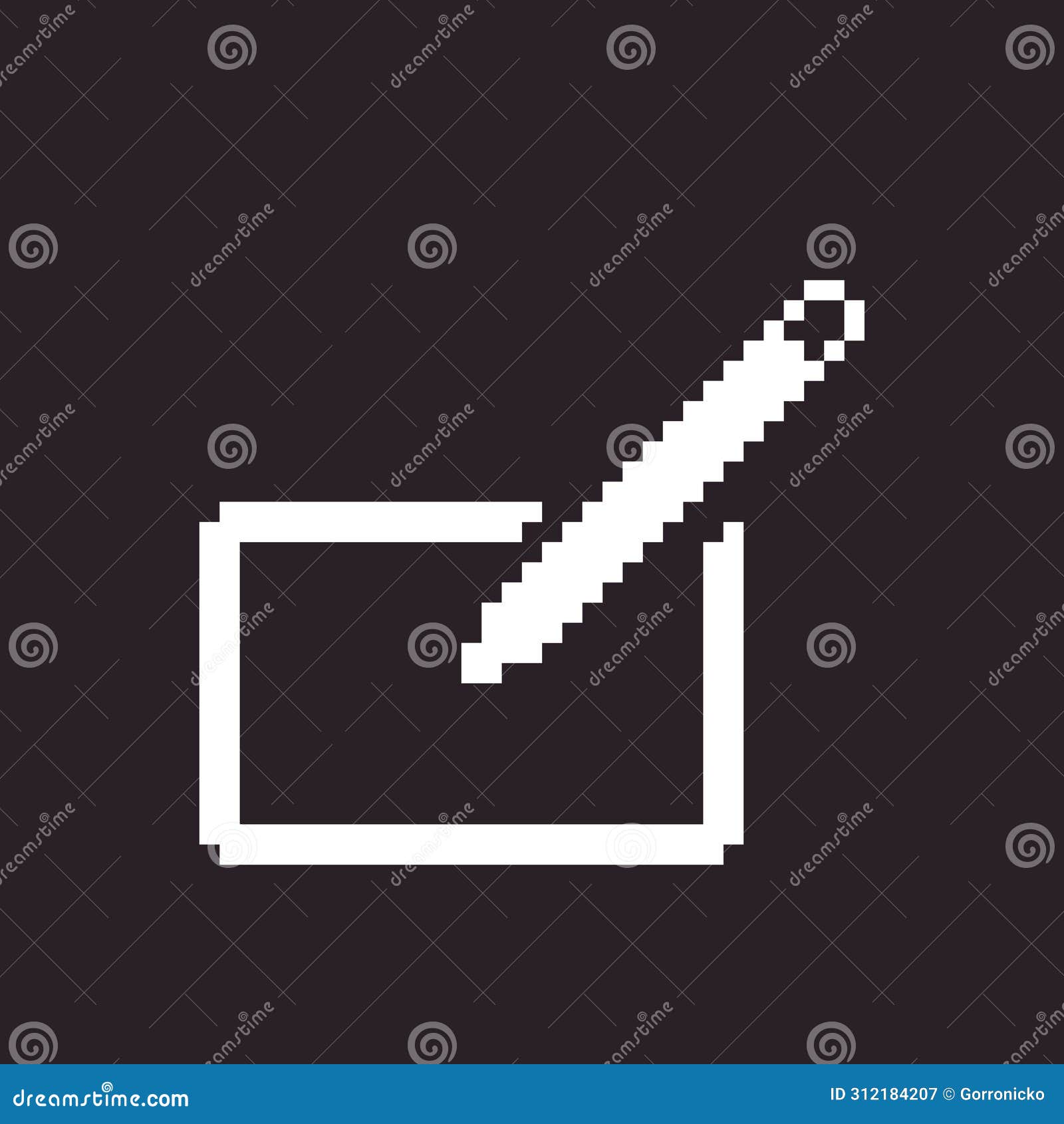 Black and White Simple 1bit Vector Pixel Art Icon of Pencil or Pen on ...