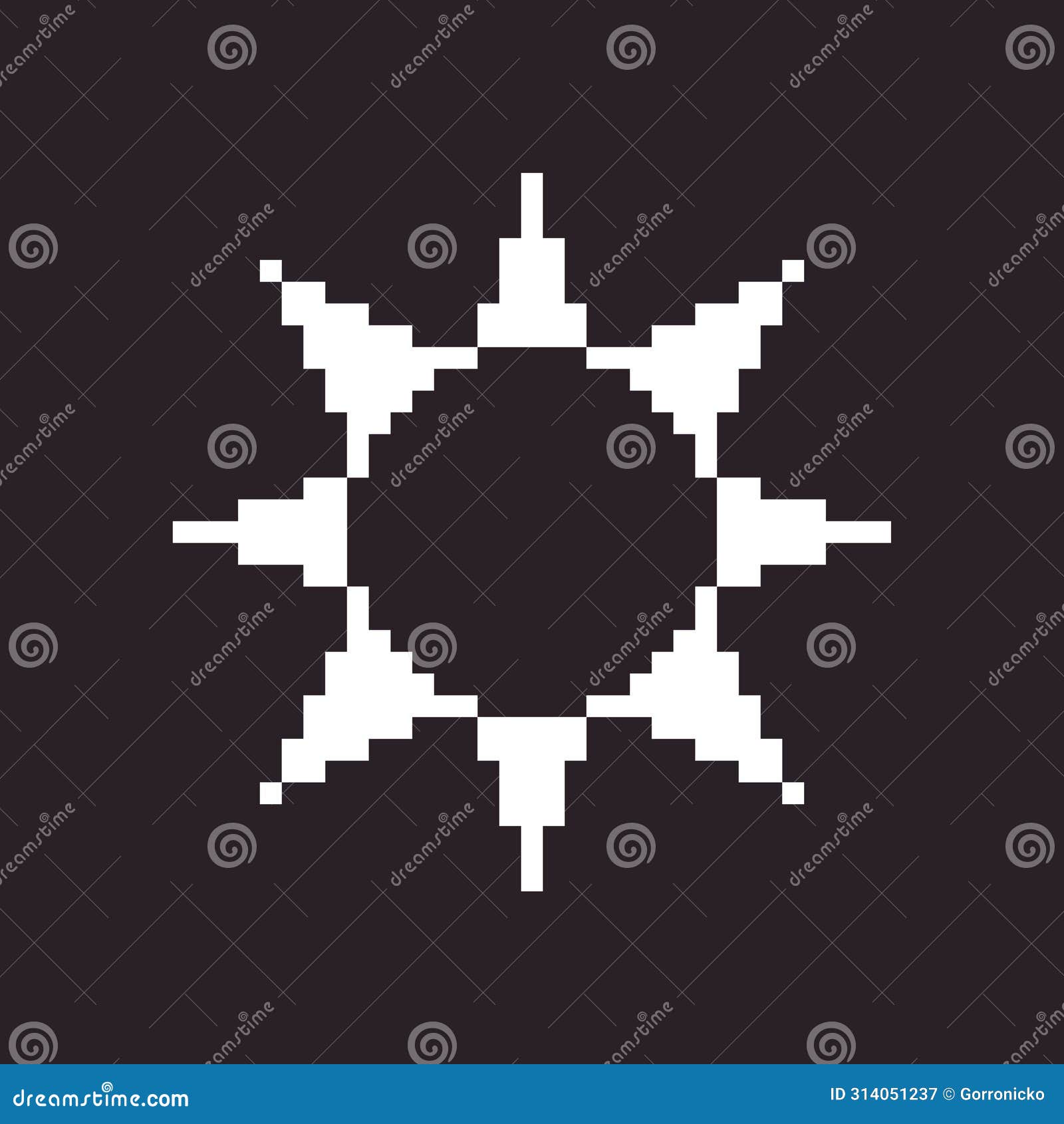 Black and White Simple 1bit Vector Pixel Art Icon of Retro Cartoon Sun ...