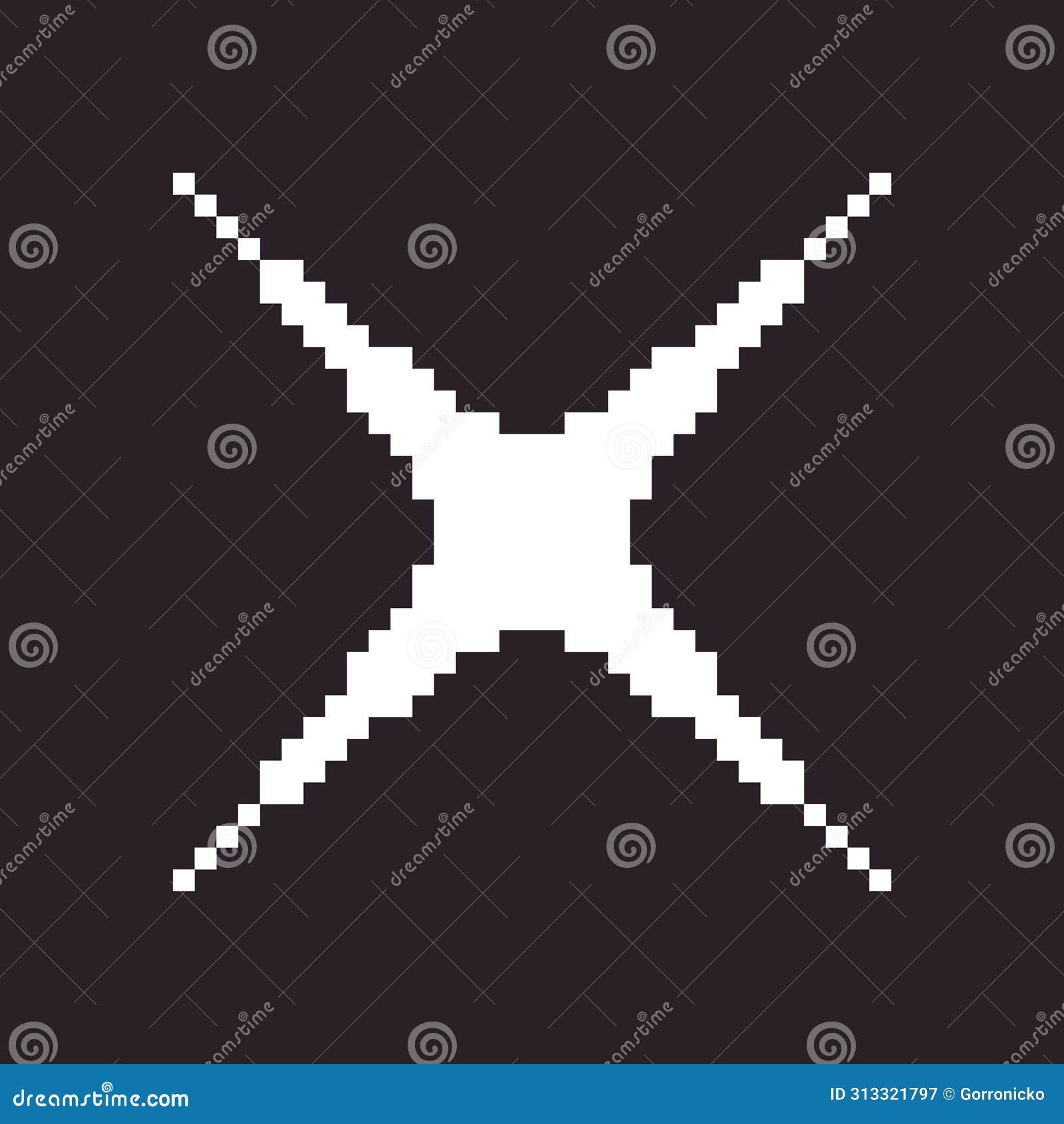 Black and White Simple 1bit Vector Pixel Art Icon of Star or Sparkle ...