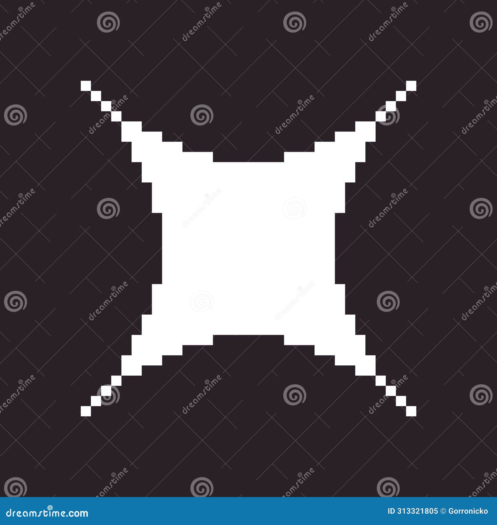 Black and White Simple 1bit Vector Pixel Art Icon of Star or Sparkle ...