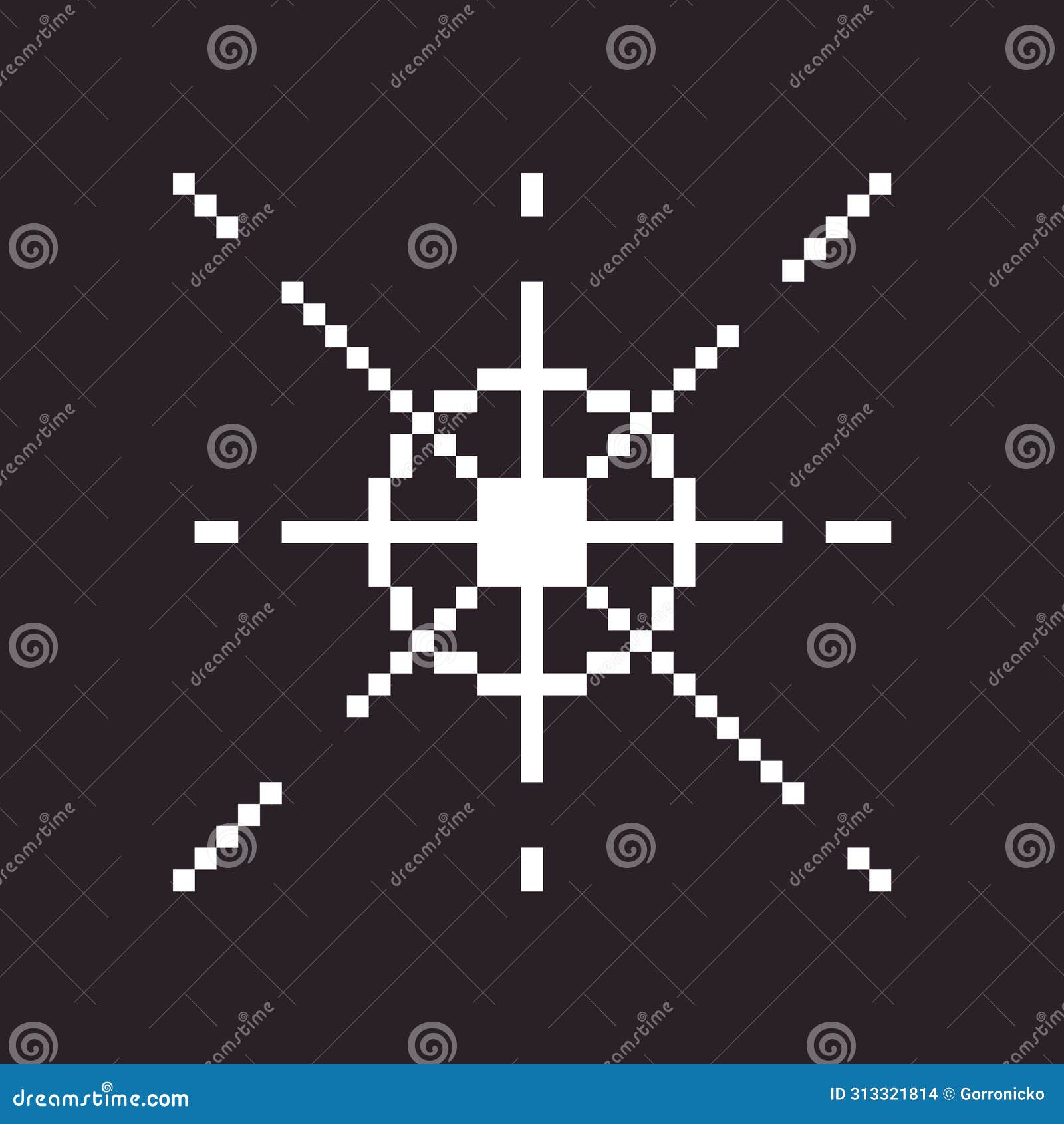 Black And White Simple 1bit Vector Pixel Art Icon Of Star Or Sparkle ...