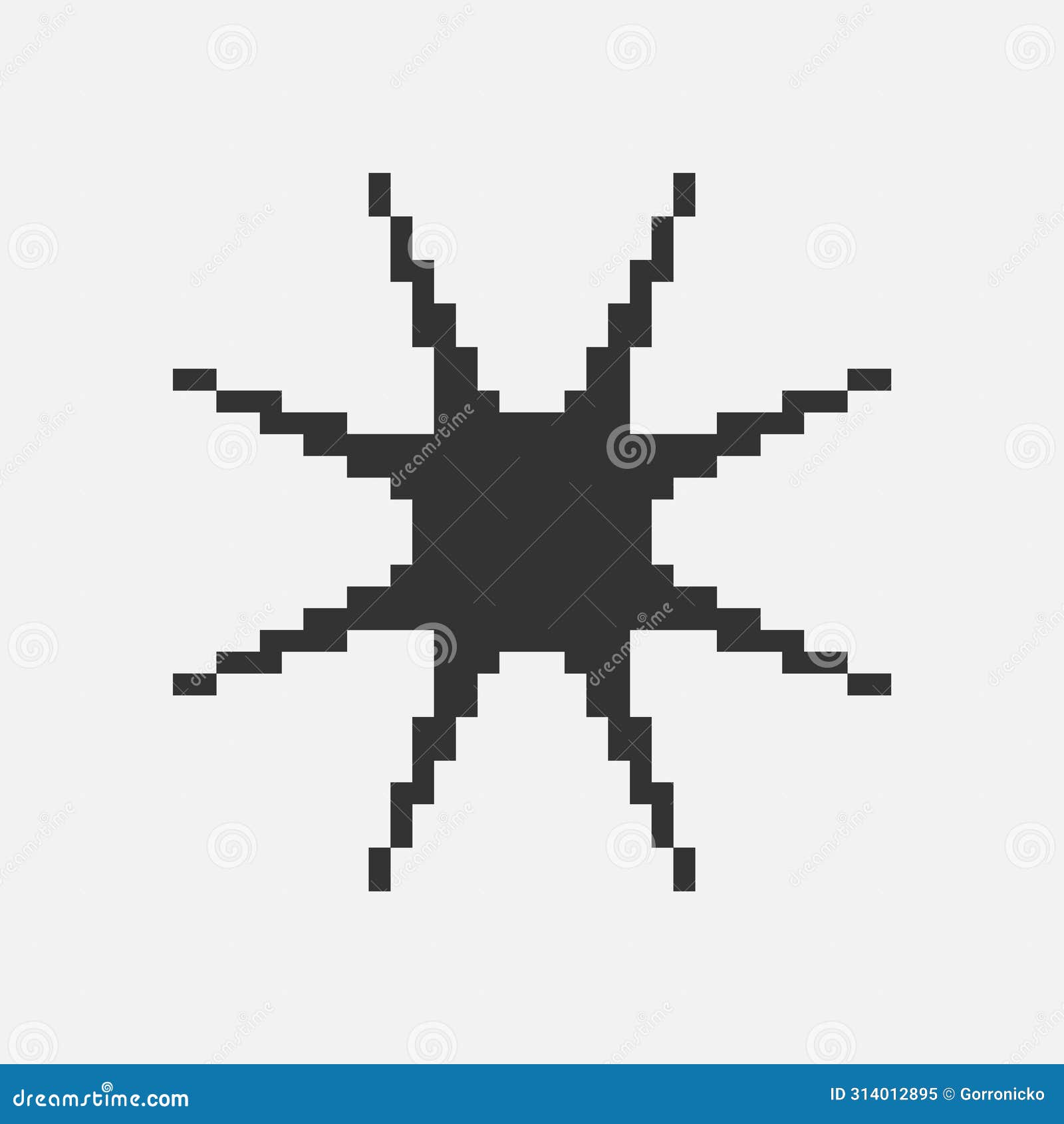 Black and White Simple Flat 1bit Vector Pixel Art Icon of Star or ...