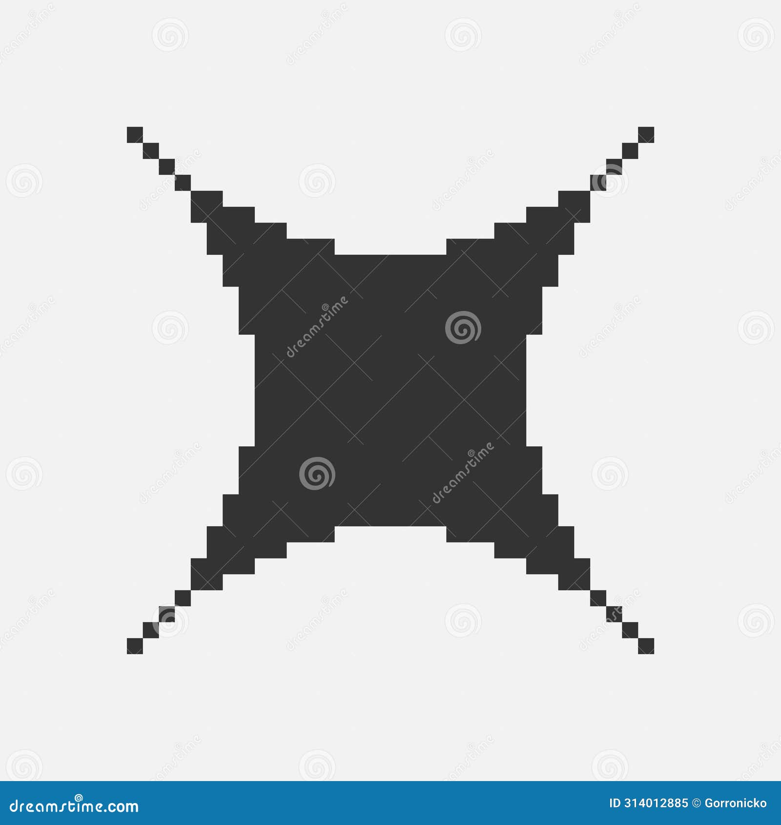 Black and White Simple 1bit Vector Pixel Art Icon of Star or Sparkle ...