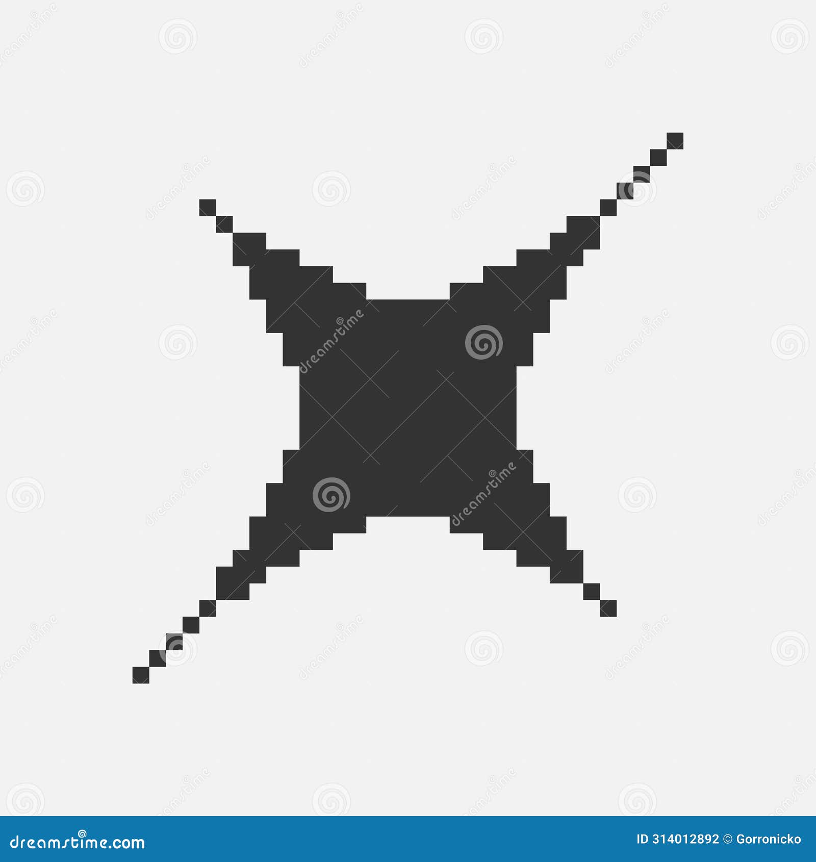 Black and White Simple 1bit Vector Pixel Art Icon of Star or Sparkle ...