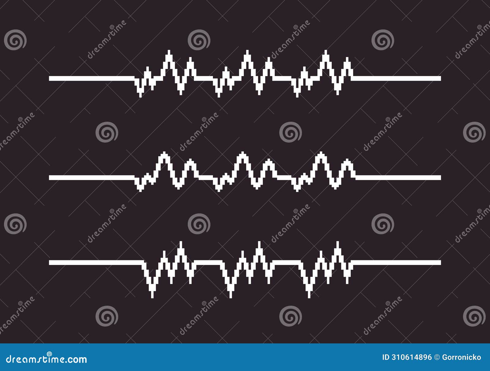 Black and White Simple 1bit Vector Pixel Art Set of Heartbeat ...