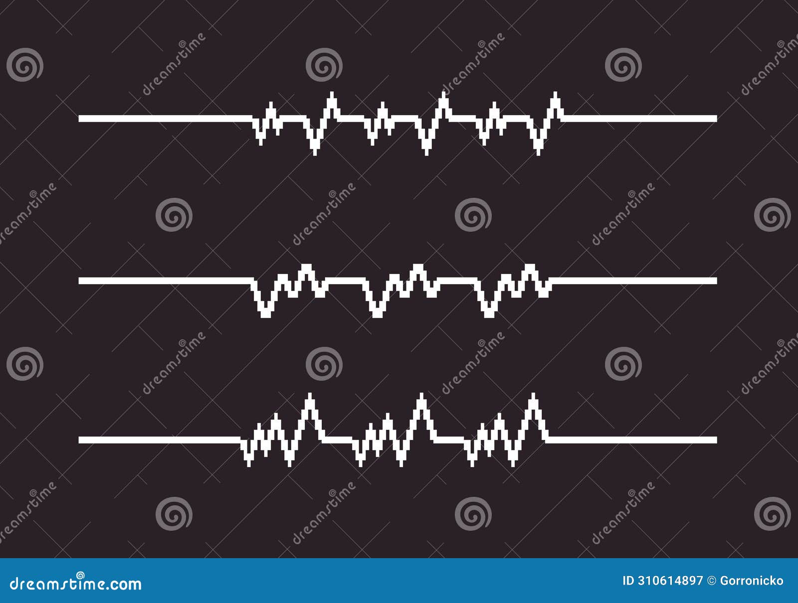 Black and White Simple 1bit Vector Pixel Art Set of Heartbeat ...