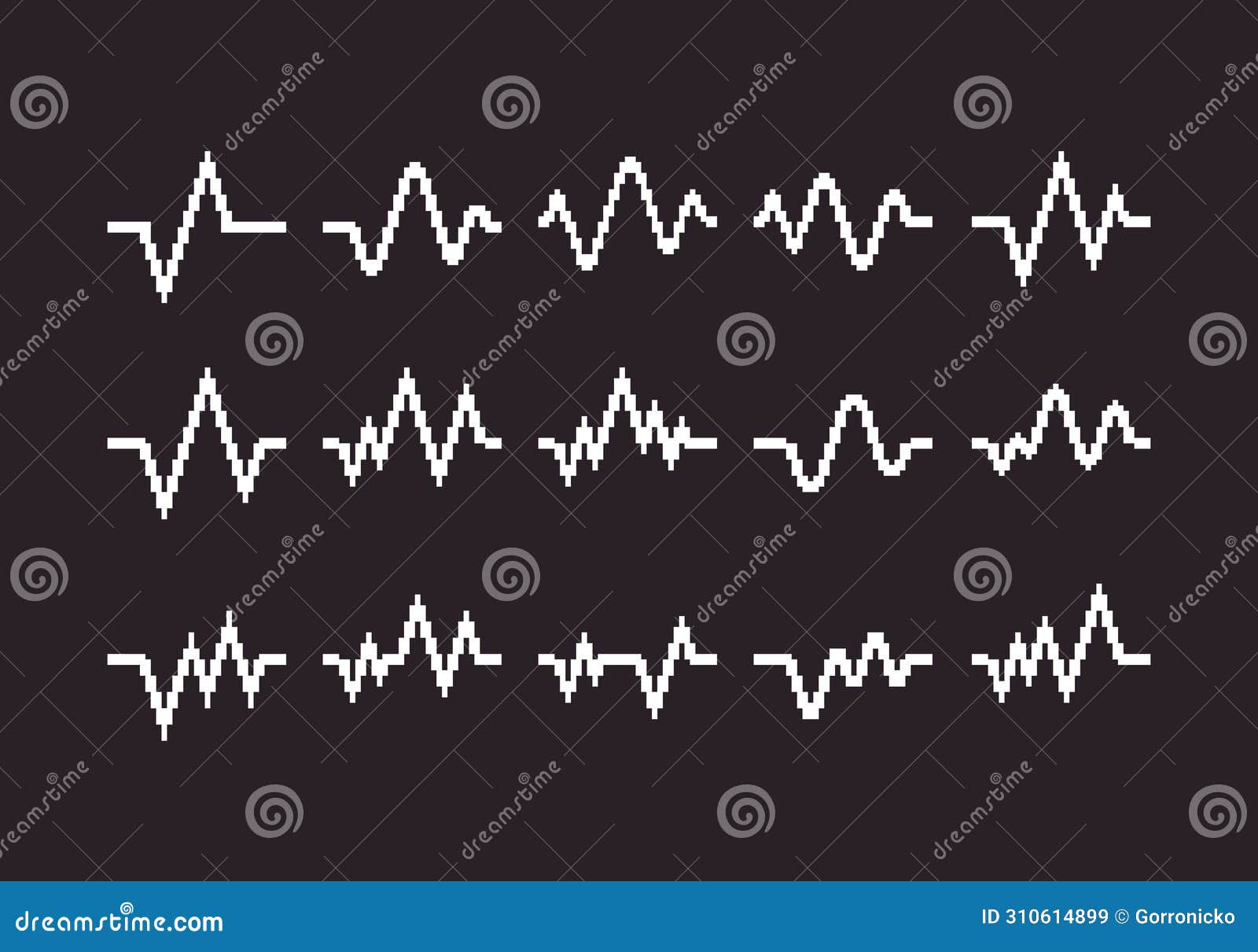 Black and White Simple 1bit Vector Pixel Art Set of Heartbeat ... Black and White Simple 1bit Vector Pixel Art Set of Heartbeat ...