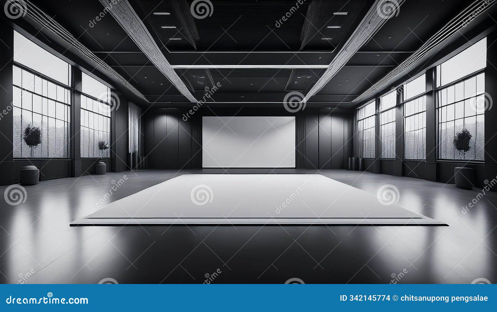 Black and White Simple Convention Hall Blank Space for Yours Design ...