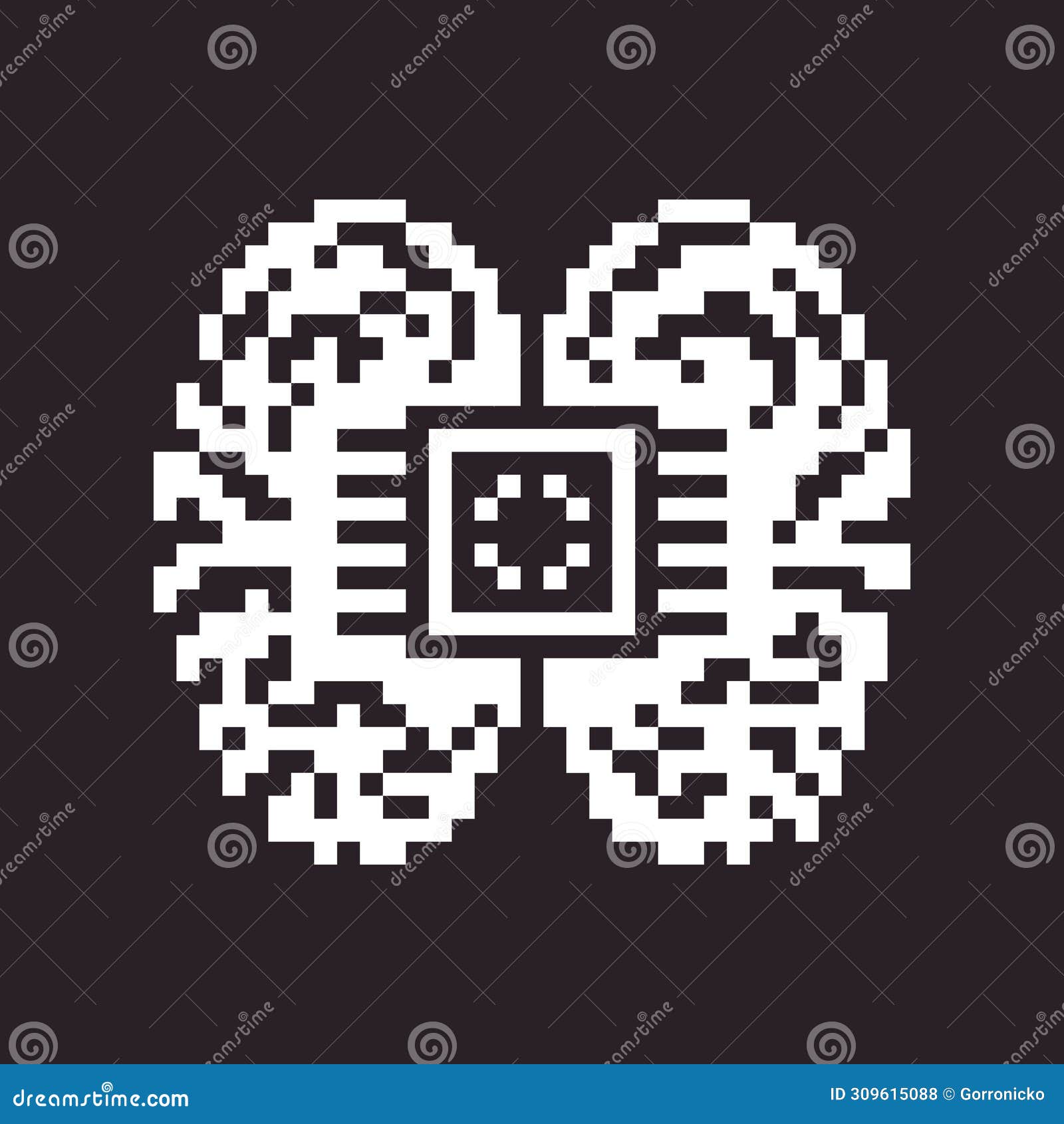 Black and White Simple 1bit Pixel Art Artificial Intelligence Icon ...
