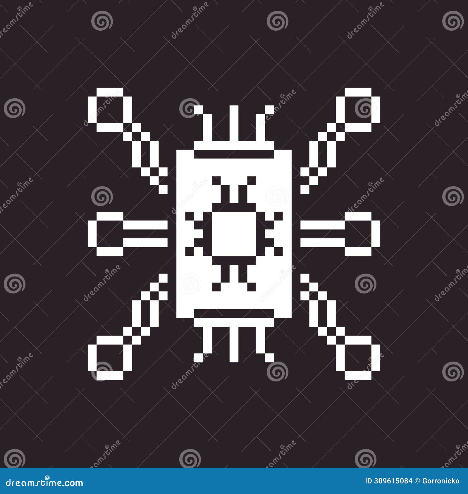 Black and White Simple 1bit Pixel Art Artificial Intelligence Icon ... Black and White Simple 1bit Pixel Art Artificial Intelligence Icon ...